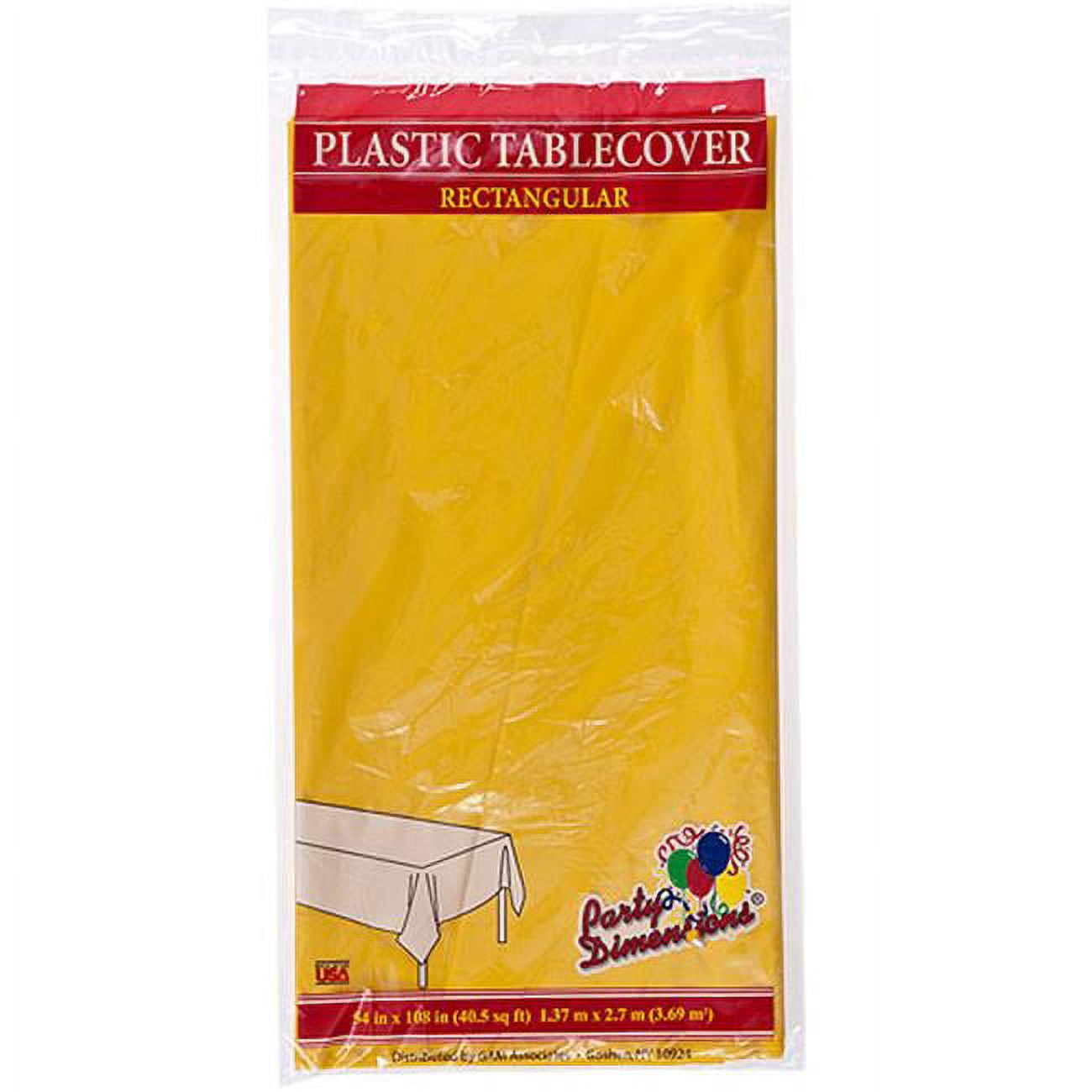 Party Dimensions 41209 54 in. x 108 in. Sunshine Yellow Rectangular Plastic Tablecover - 48 Per ...