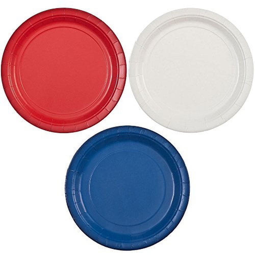 Party Dimensions 7" Paper Plate Bundle: Red, White & Blue - 72 Plates ...