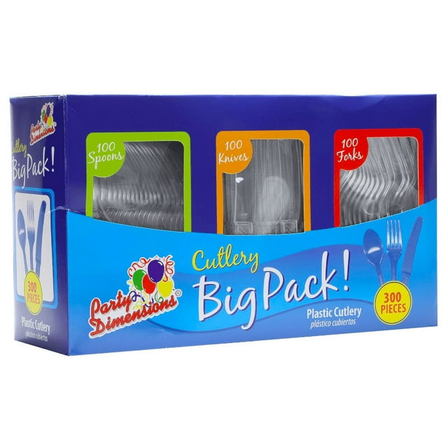 Party Dimensions Plastic 300 Count Cutlery Combo Box, Clear, Combo Box ...