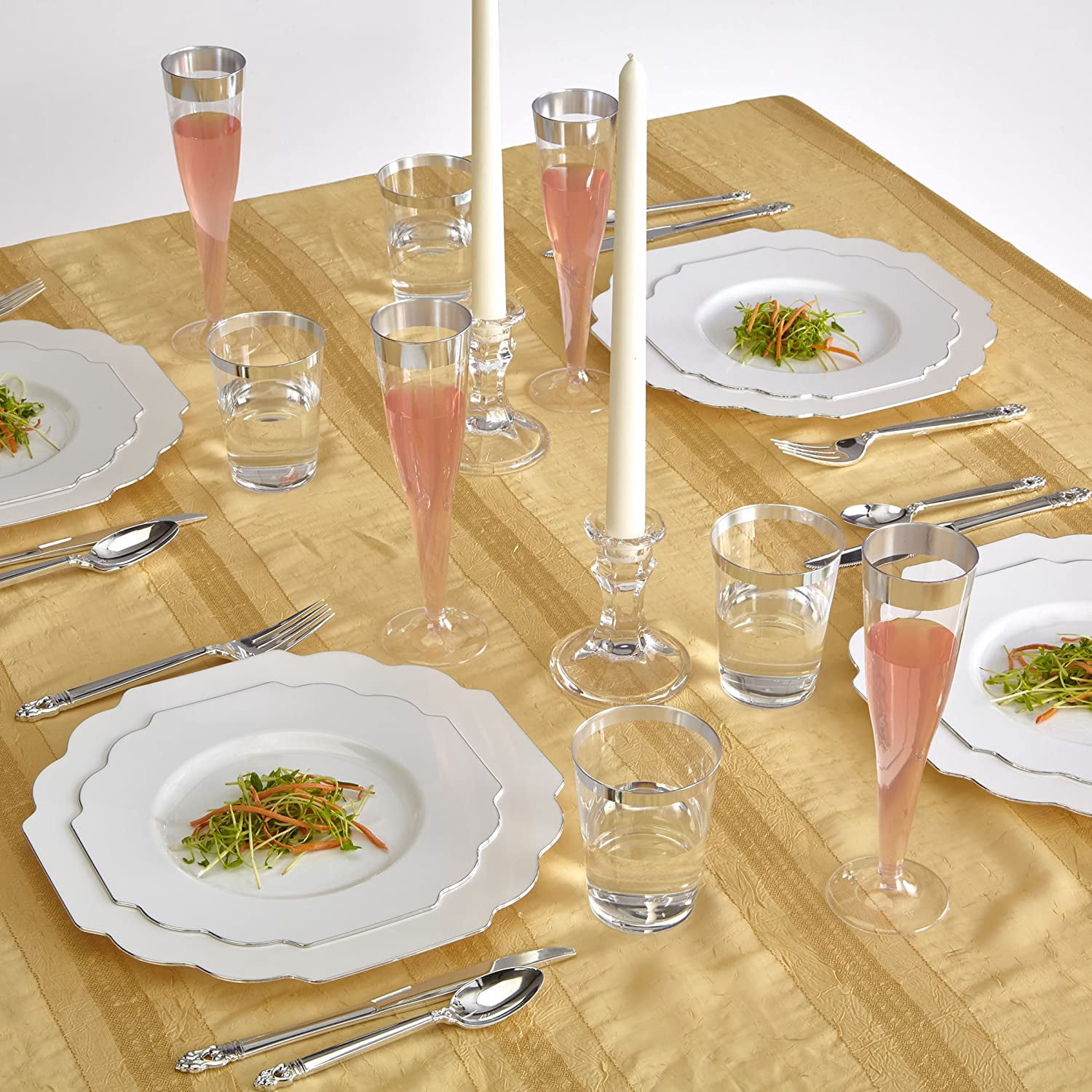 Party Disposable 40 PC Set Dinner Side Plates | Heavyweight Plastic ...