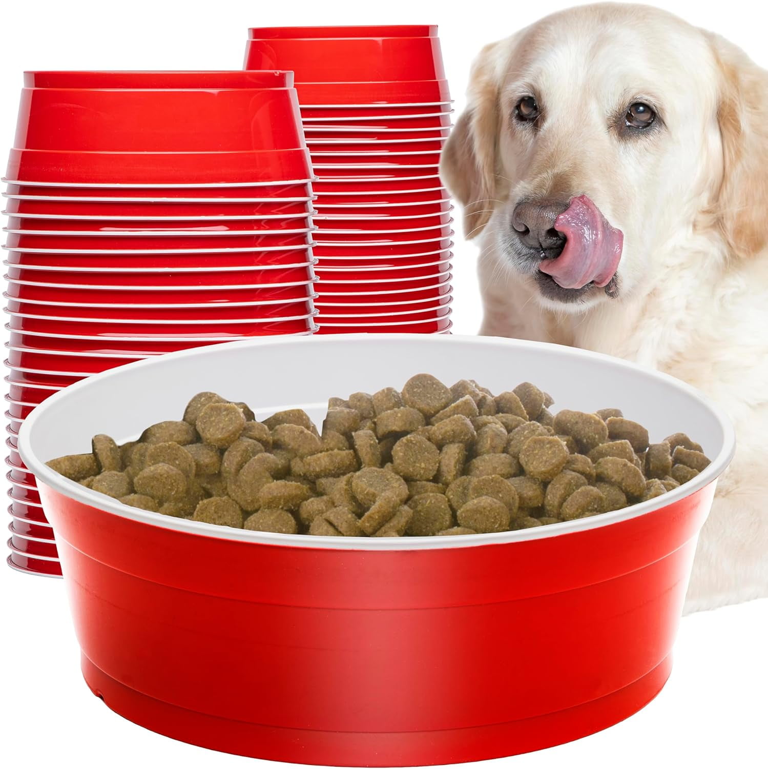Party Dog Disposable Red Cup Style Pet Food Bowls for Cats and Dogs ...