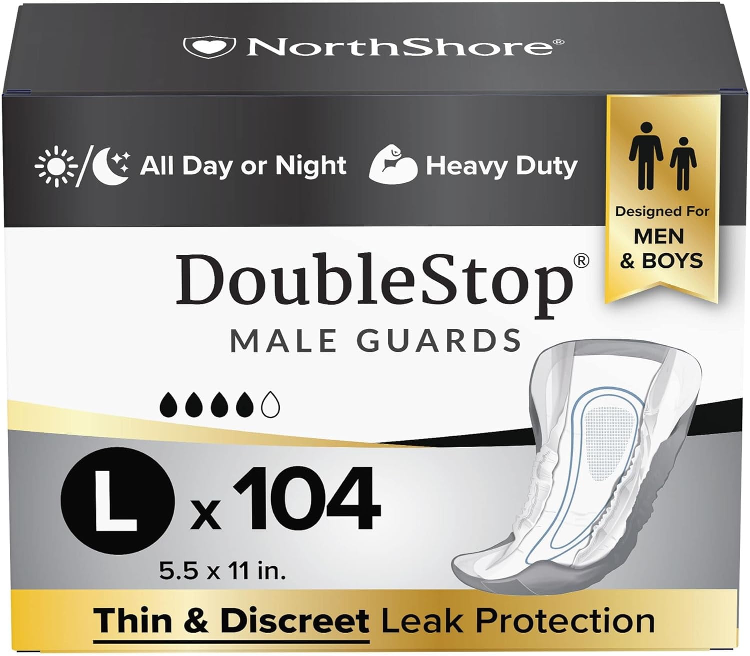 Party DoubleStop Male Incontinence Protector, Large, 104 Count ...
