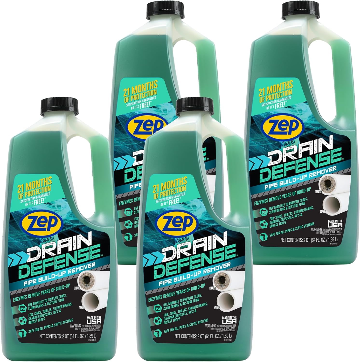 Party Drain Defense Pipe Build-Up Remover - 64 oz (Case of 4) ZLDC64 ...
