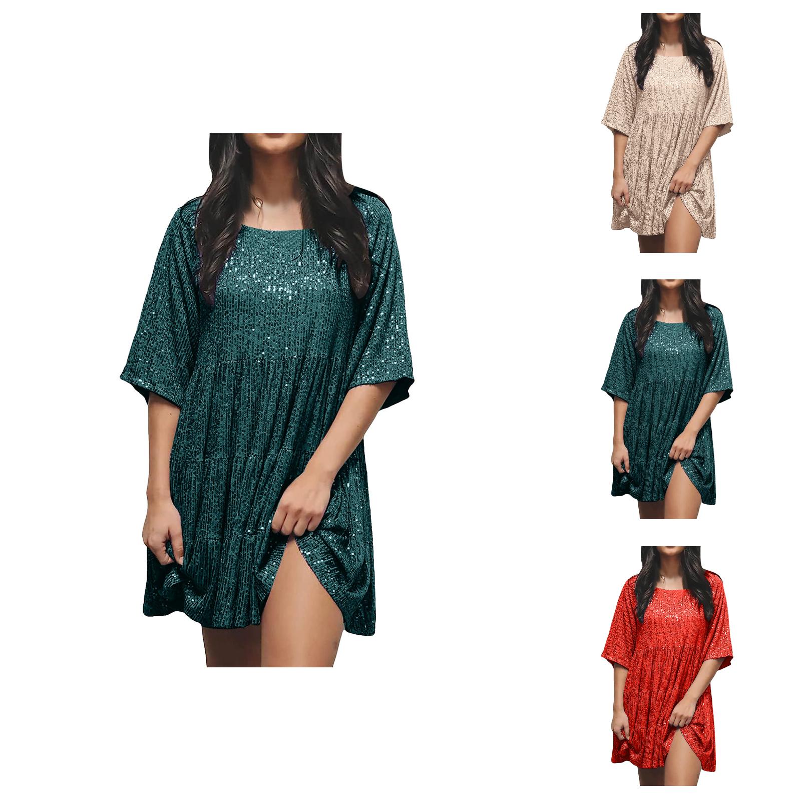 Party Dresses for Women Midi Dresses for Women Ladies Sequin Sequins ...