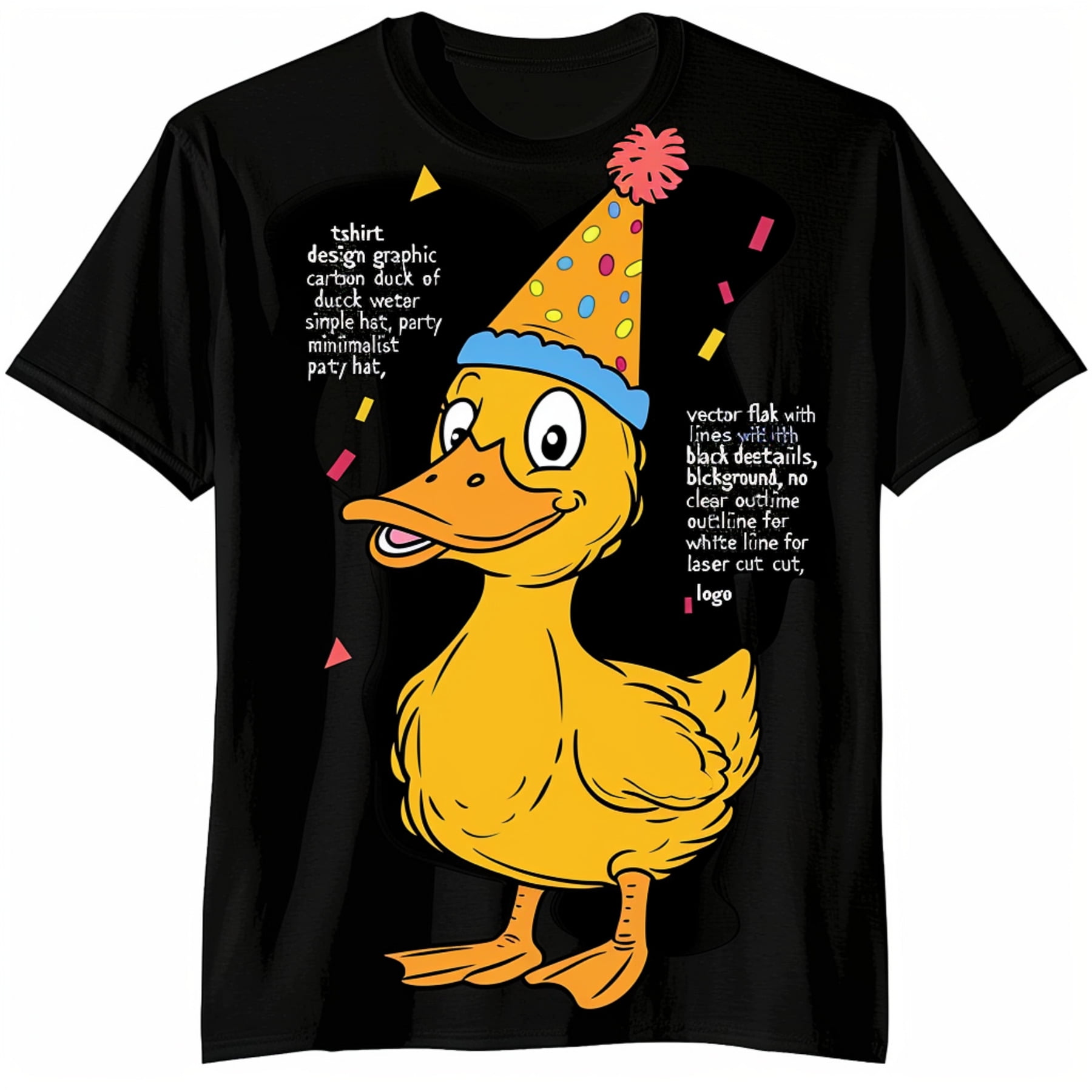 Party Duck Cartoon Vector Graphic Design for Black TShirt Fun and ...