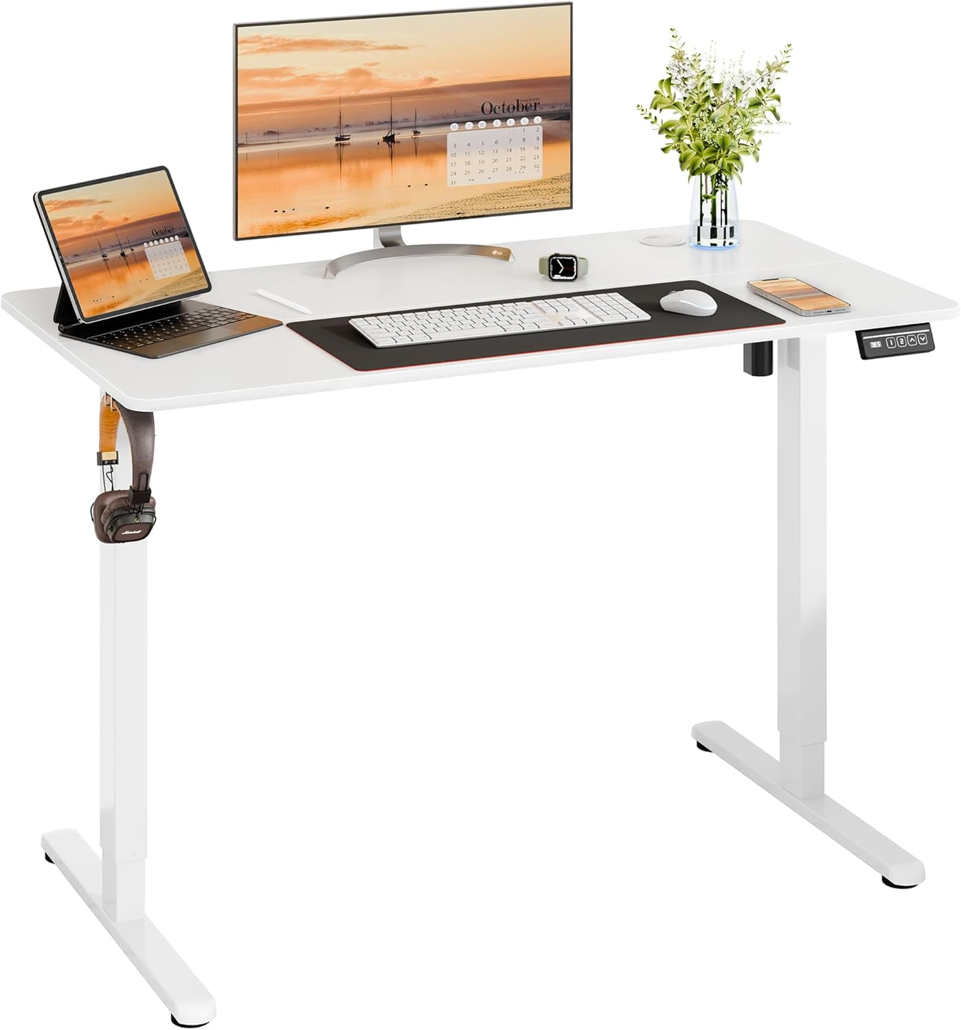 Party Electric Standing Desk 48 x 24 in, Height Adjustable Adjustable ...