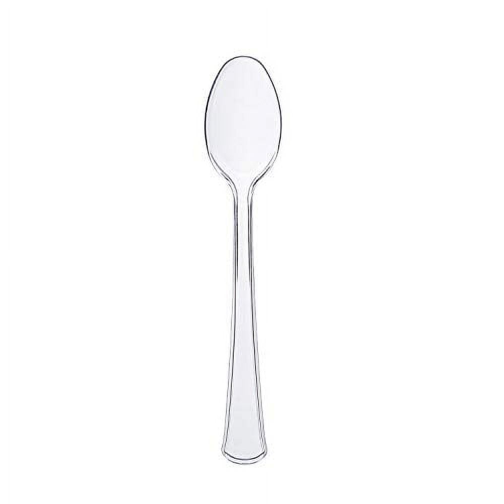 Party Essentials Extra Heavy Duty Hard Plastic Full Size Cutlery, Clear ...