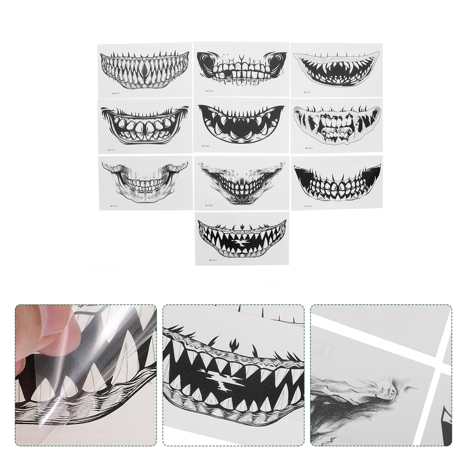 Party Face Tattoos, 10 Sheets Face Tattoos Sticker Mouth Teeth ...