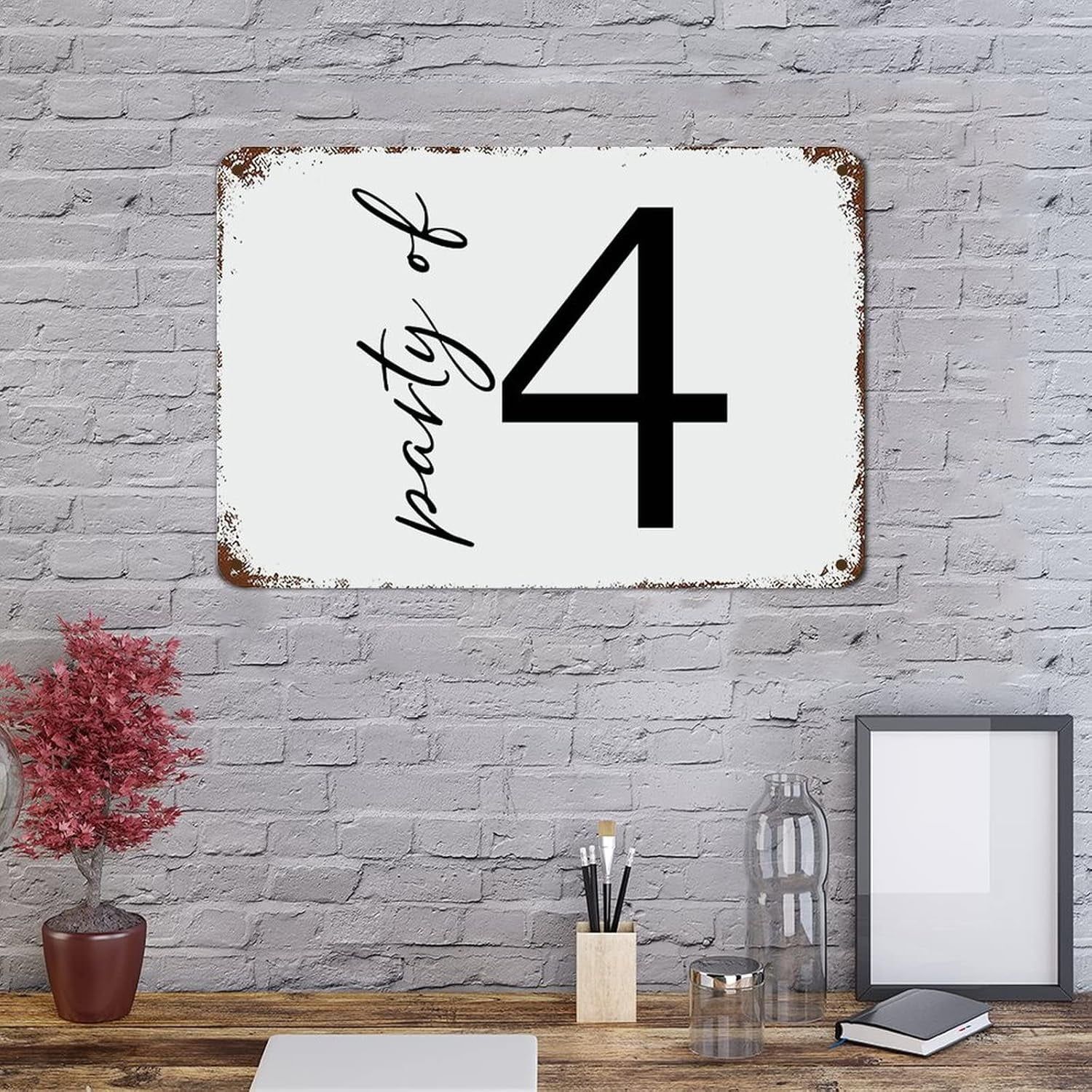 Party of Family Sign Family Number 4 Metal Sign with Quotes Metal Sign ...