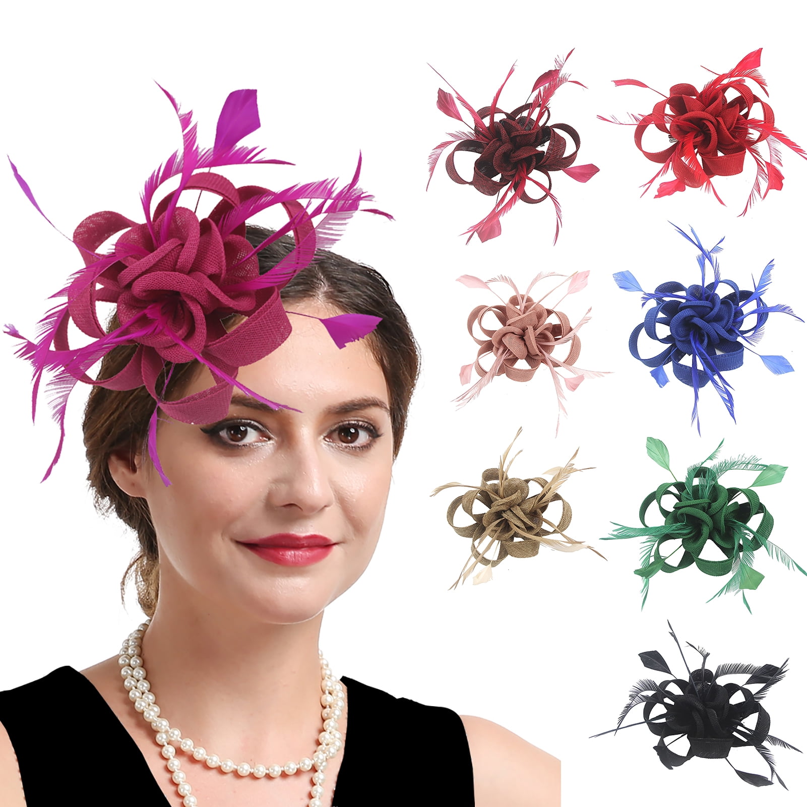 Party Fascinator for Women, Retro Feather Multi Layers Headwear, Dress ...