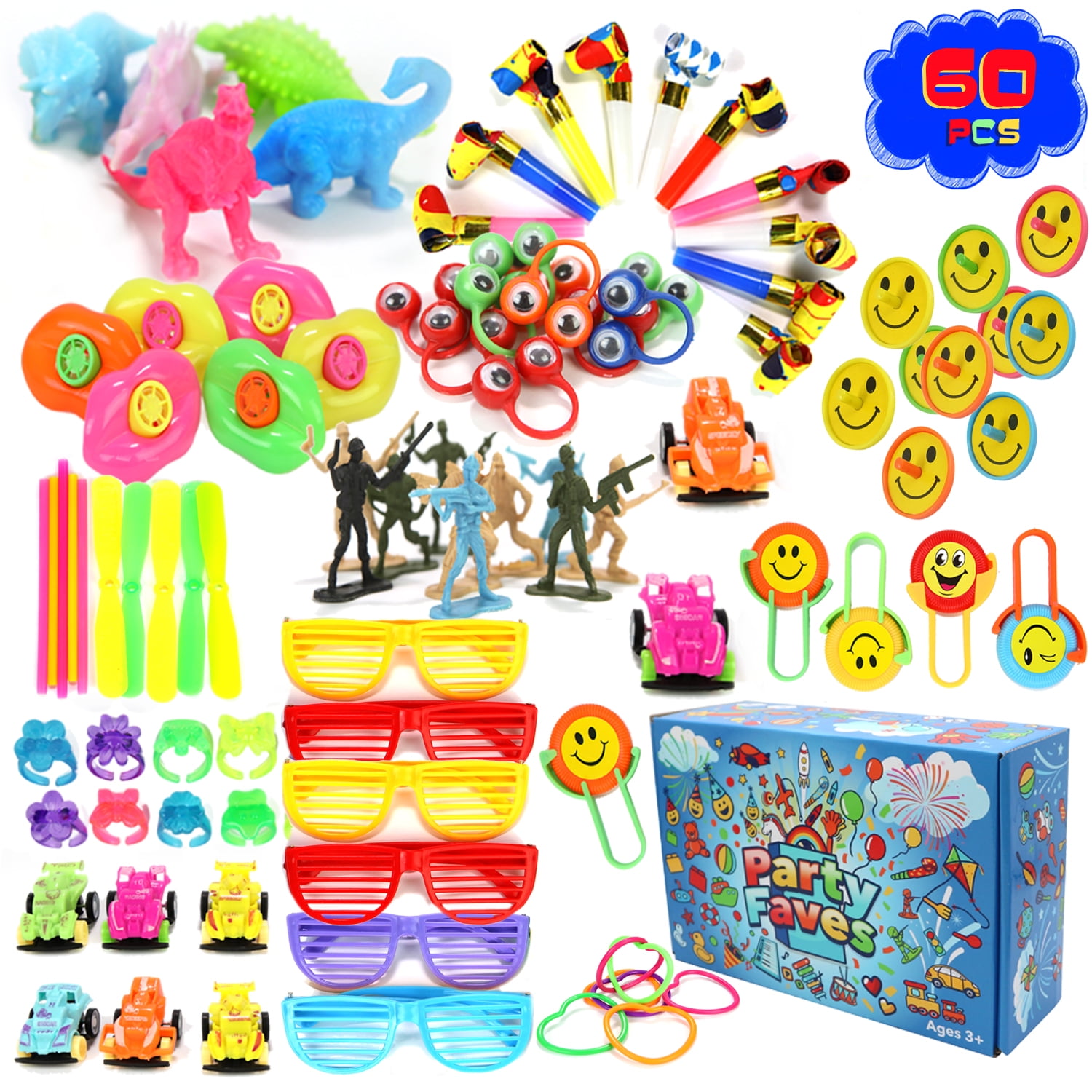 Party Faves 60PC Kids Party Favors, Goodie Bag Fillers, Classroom ...