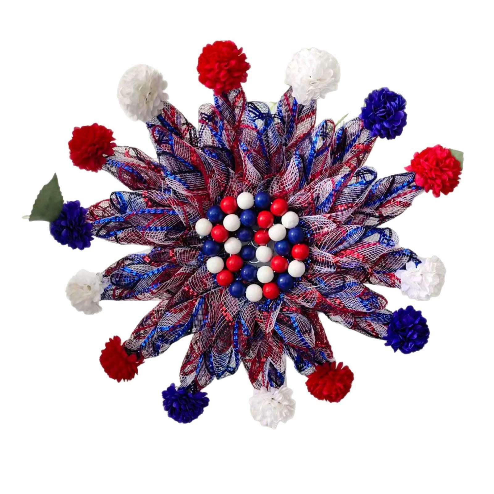 Party Favors Fourth Of July Patriotic Red White And Blue Mesh Wreath ...