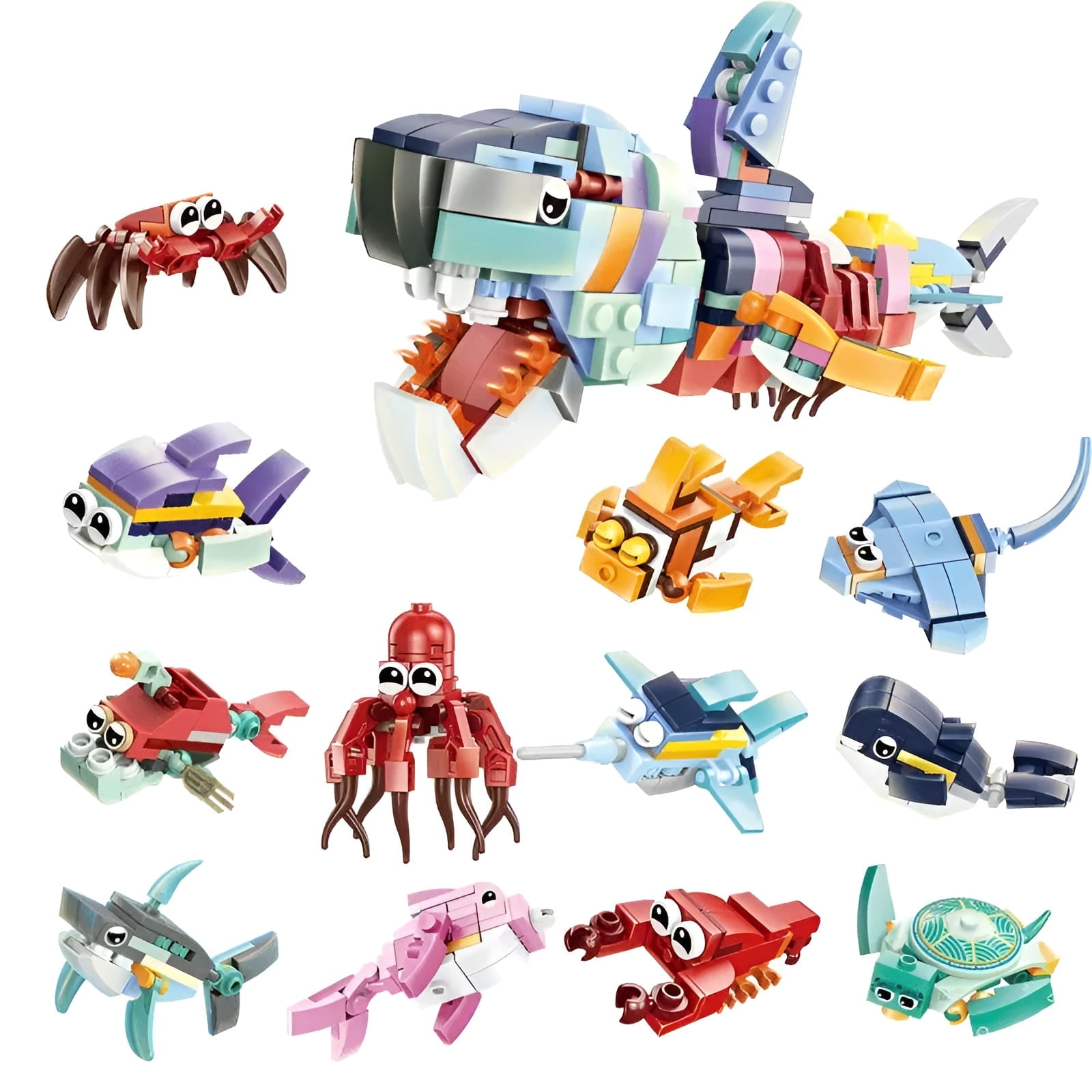 Party Favors Kids Building Blocks Sea Animals 12 Packs, Fun Brick Toys ...