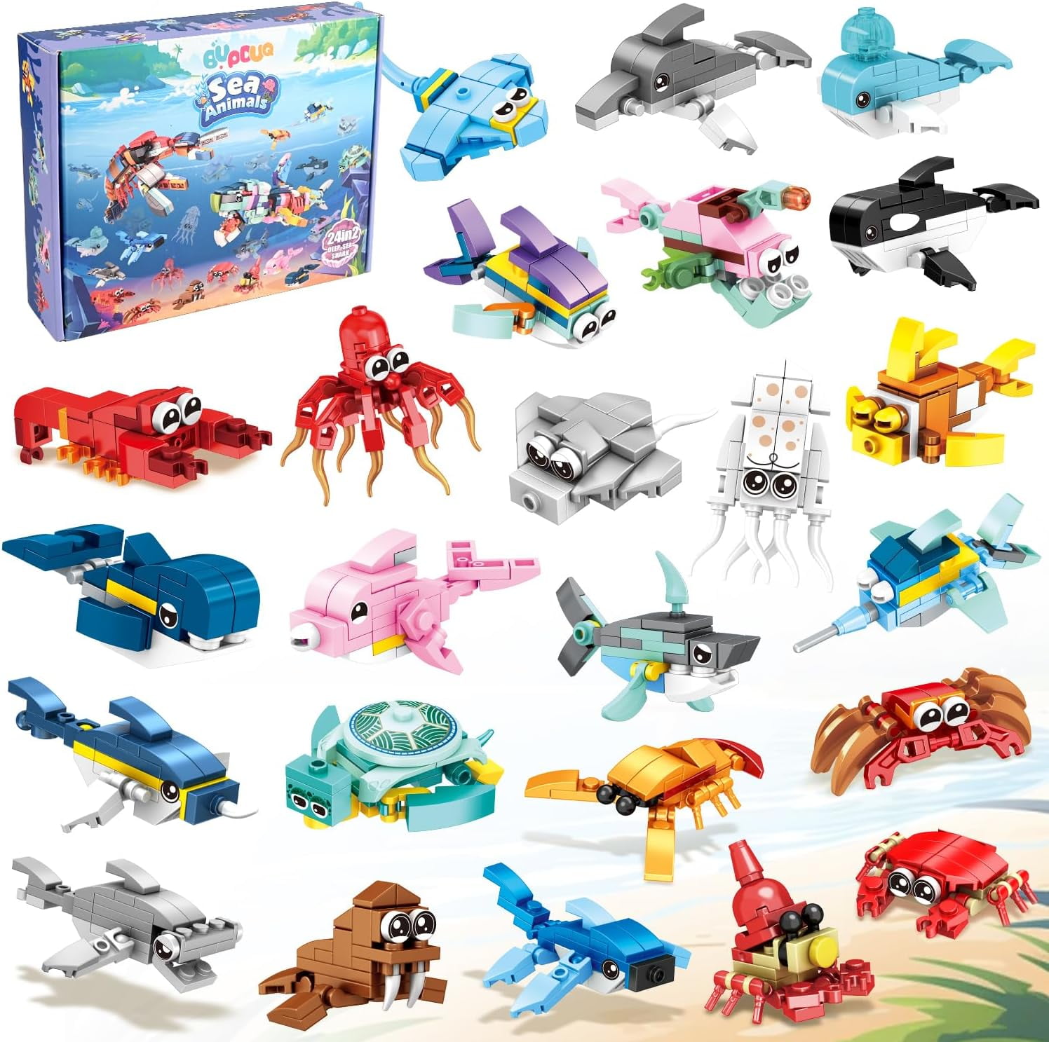 Party Favors Kids Building Blocks Sea Animals 24 Packs Pool Party ...
