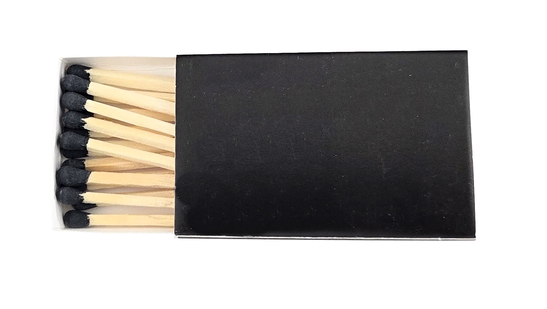 Party Favors Plus Wooden Matches with Black Tips, Plain Black Cover Box ...