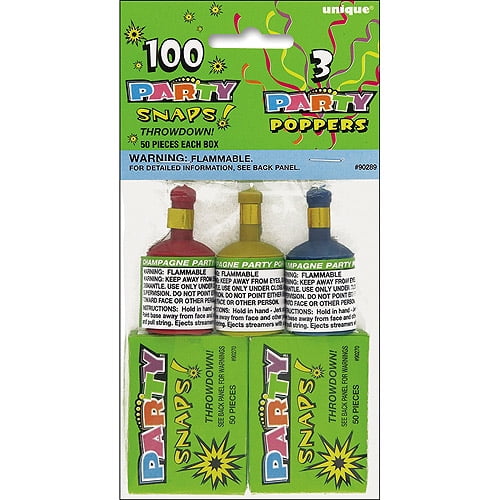 Unique Industries Party Snaps 50 Count 2 pack And Poppers 3 pack (6 ...