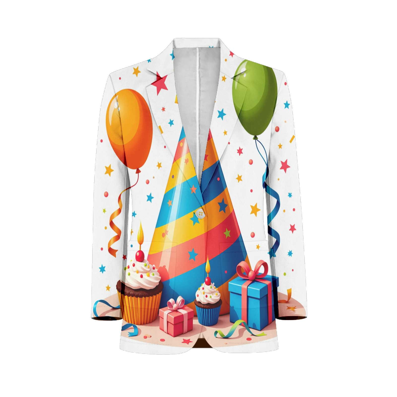 Party Fun Colorful Balloons Cupcakes Mens Suits Shawl Collar Slim Fit ...