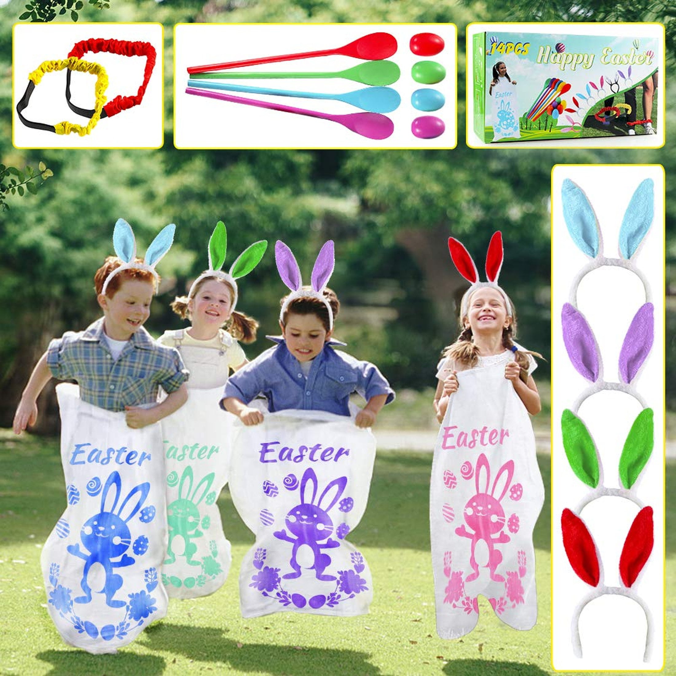 Party Fun Pack: Sack Race, Bunny Ears, Egg & Spoon, Relay Bands ...