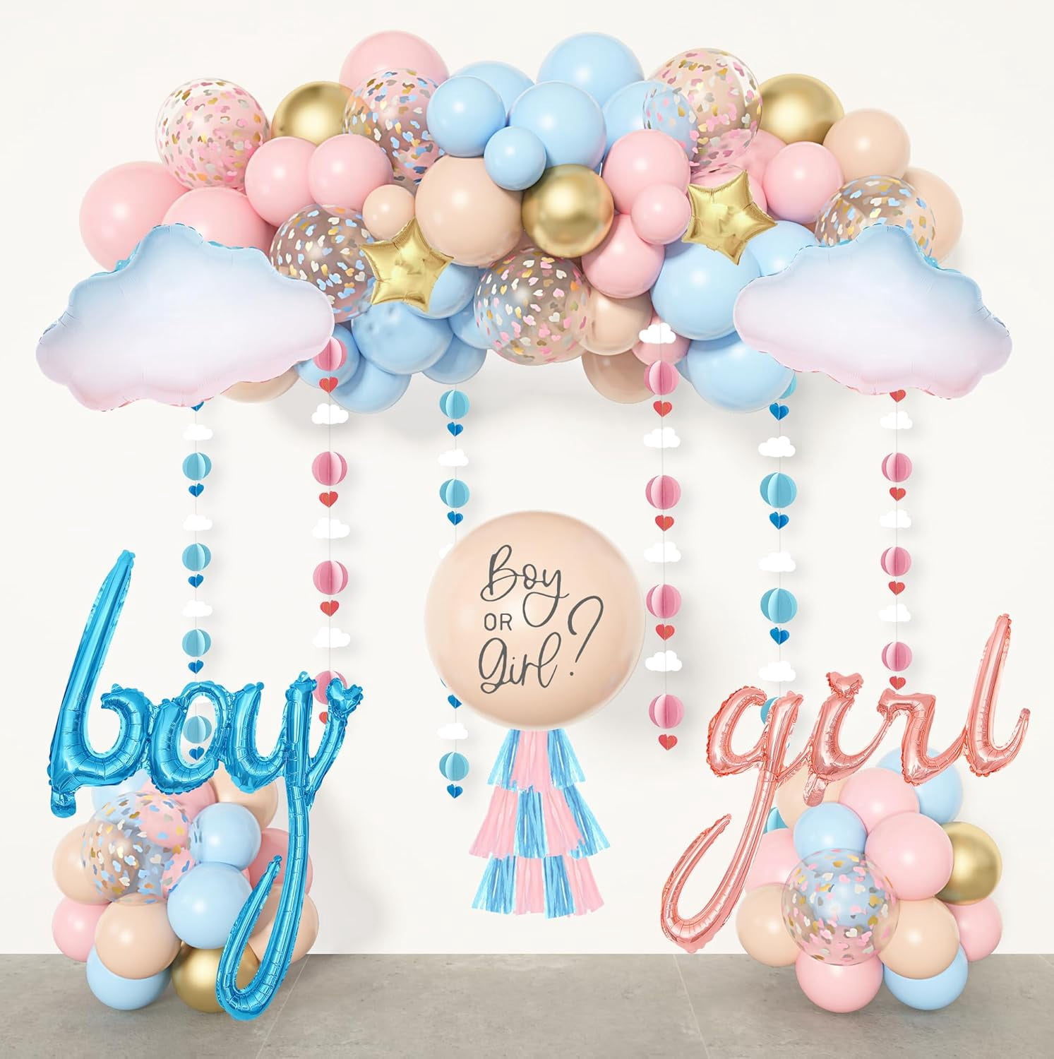 Party Gender Reveal Decorations, Pastel Pink and Blue Nude Confetti ...