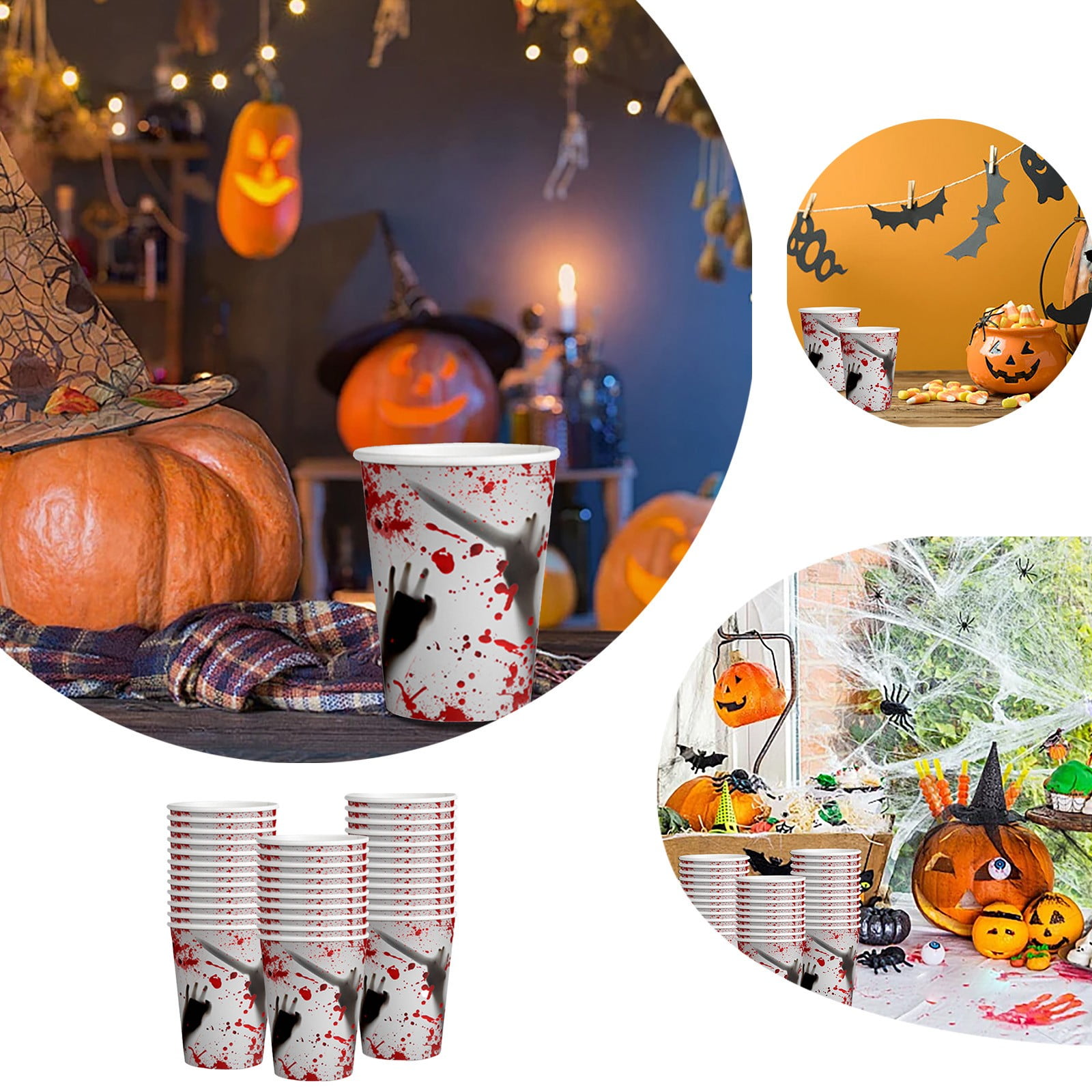 Party : Grim Bloodstain Handprint Paper Cups Your Celebration straw ...