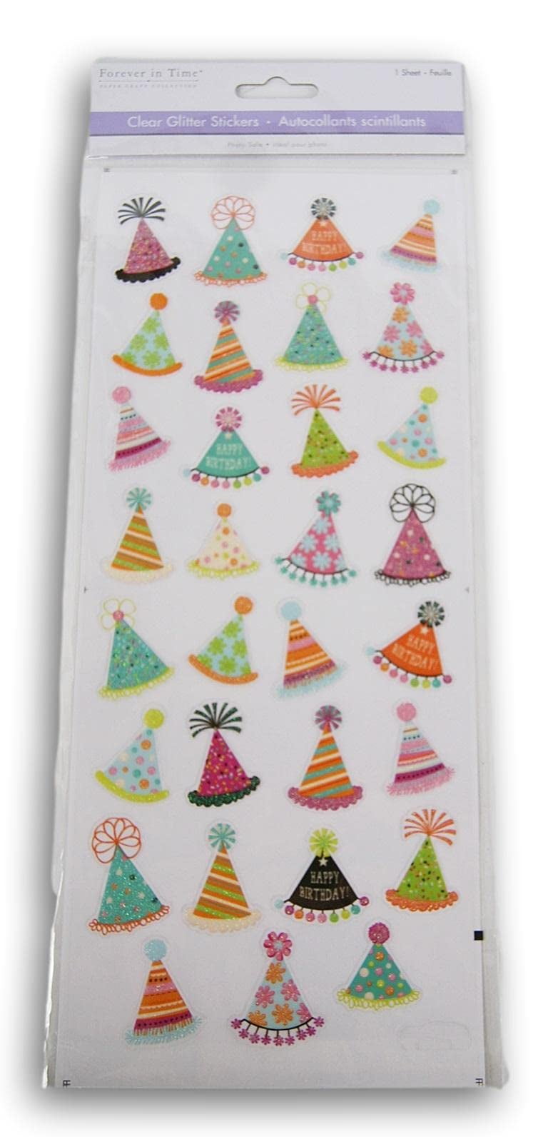 Party Hat Stickers - Happy Birthday Hats Glitter Peel-and-Stick Decals ...