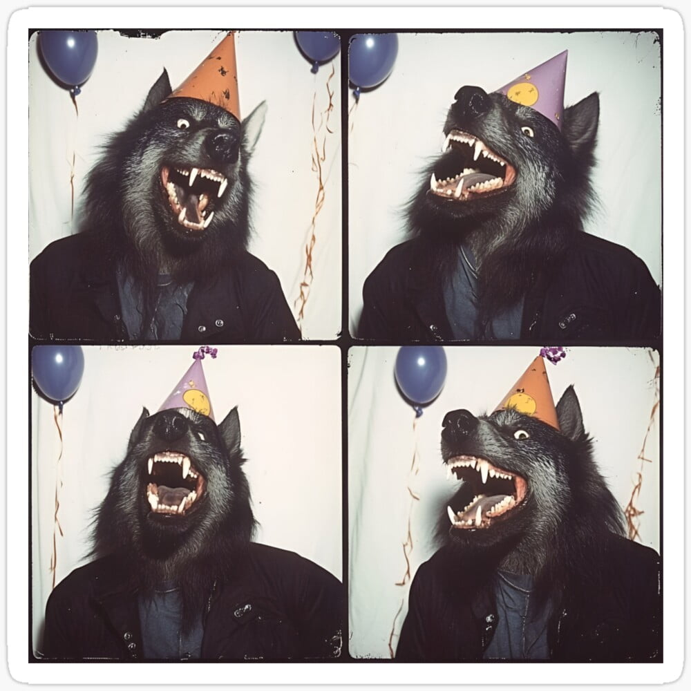 Party Hat Werewolf Birthday Celebration Stickerphone Decal Water Bottle ...