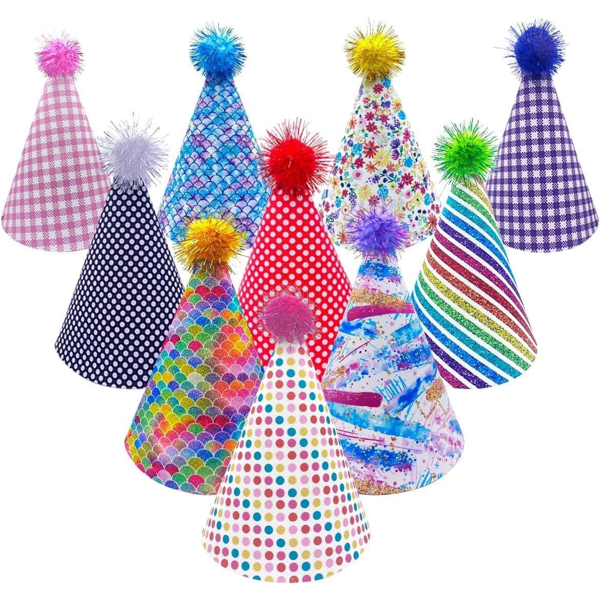 Party Hats Happy Birthday Hat Reusable Cone Birthday Party Hat with Pom ...