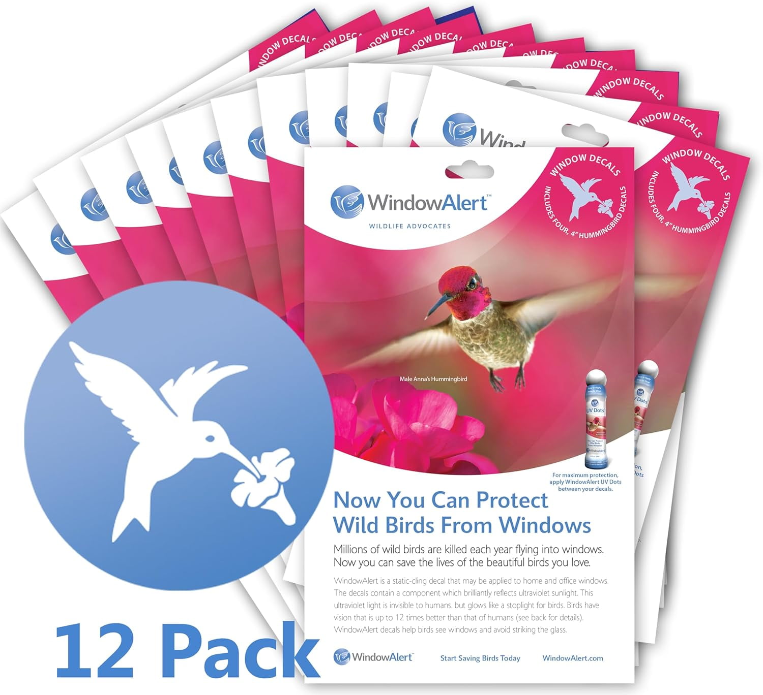 Party Hummingbird Anti-Collision Decal 12 Pack - UV-Reflective Window ...