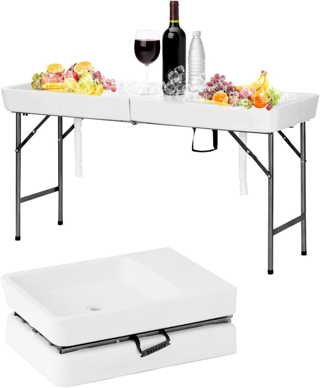 Party Ice Cooler Folding Table, Fill and Chill Table with Drain Hose, 5 ...