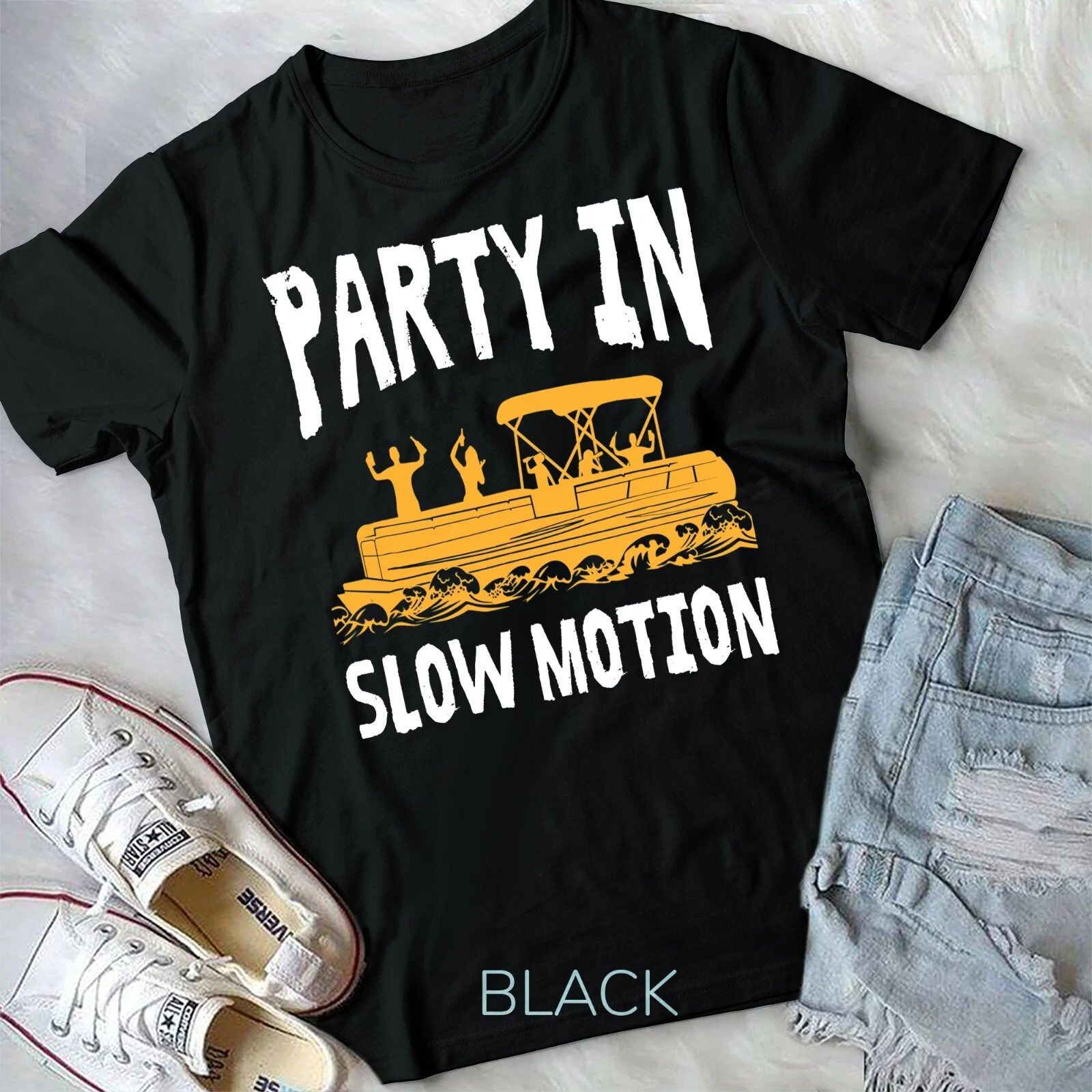 Party In Slow Motion, Funny Pontoon Boat Captain and Captoon Graphic ...