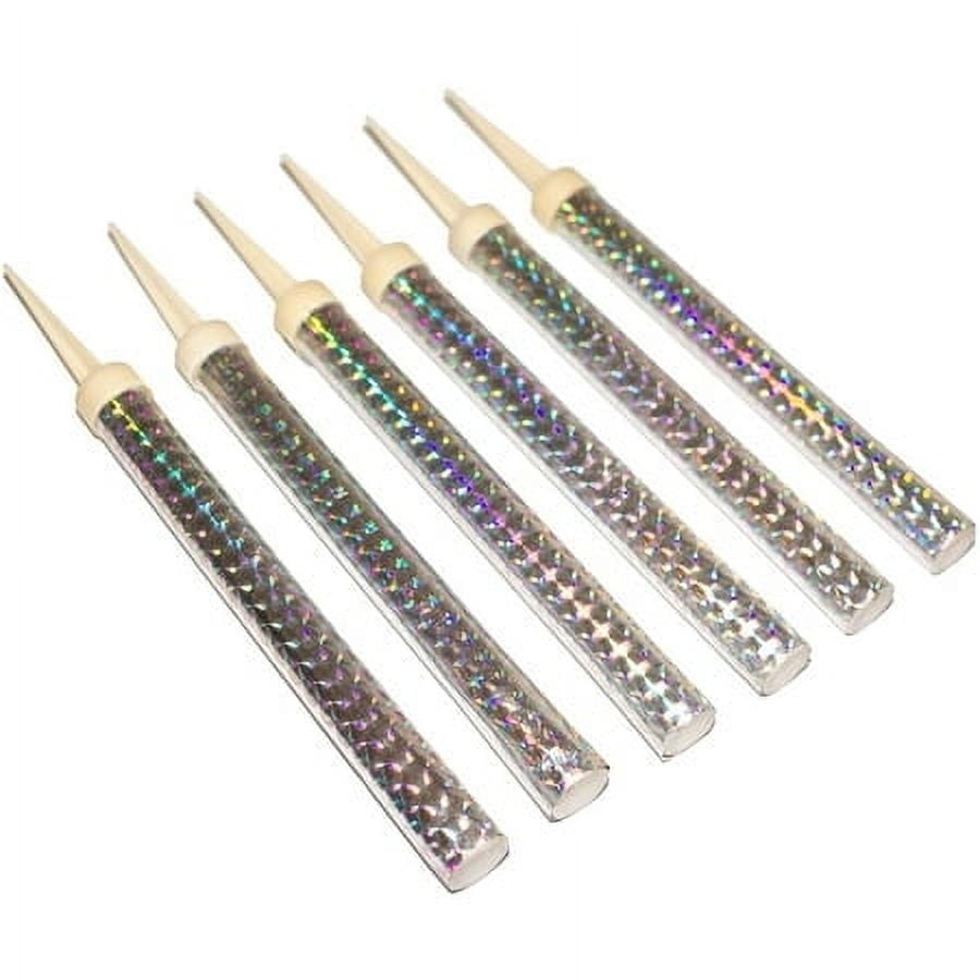 Party Inc Silver Sparkling Candles, Birthday and Wedding, 6 Pack, Lasts ...