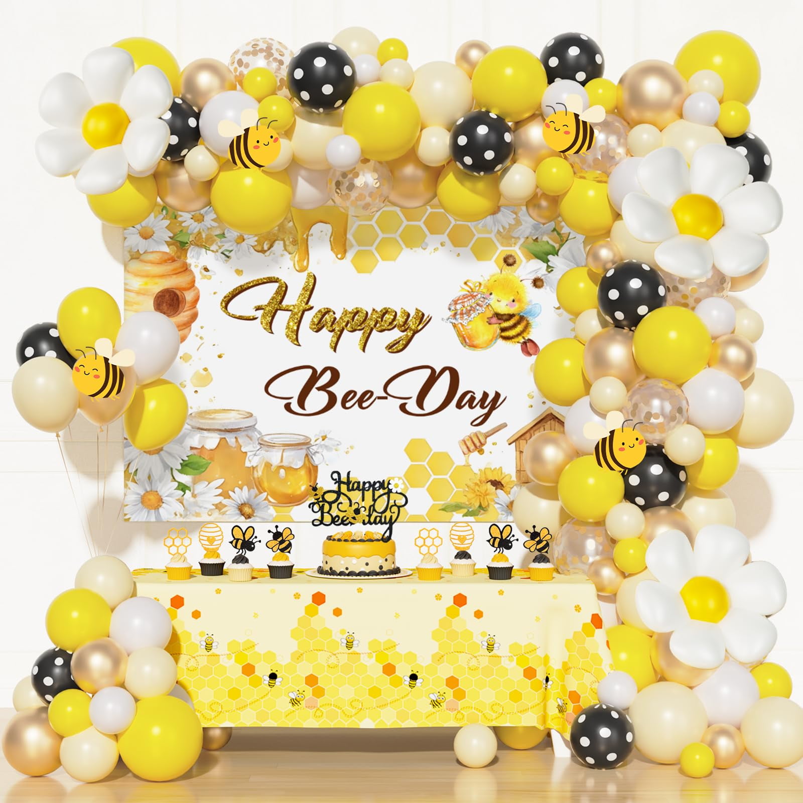 Party Inspo Bee Birthday Party Decorations, Happy Bee Day Themed Party ...