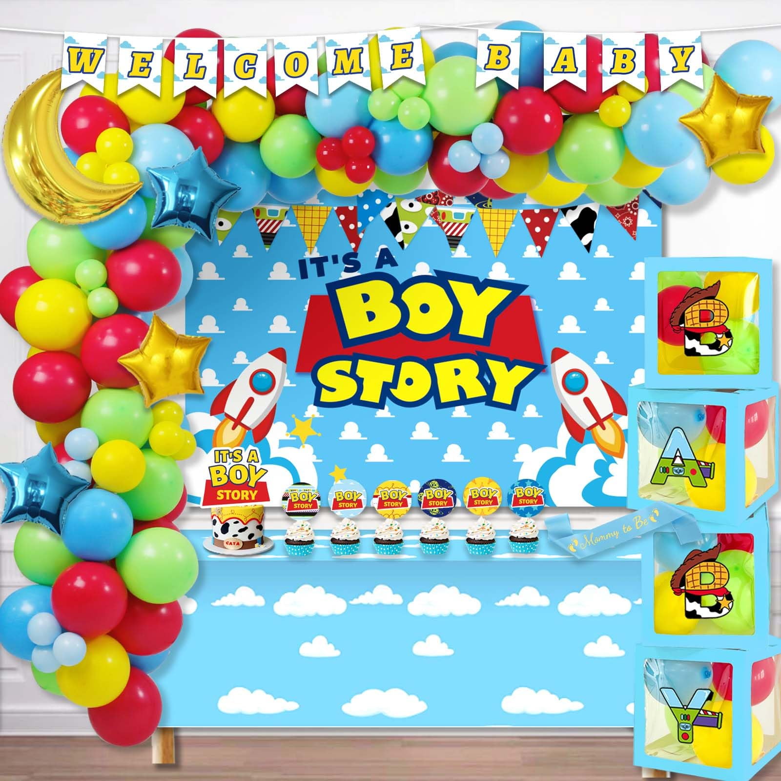 Party Inspo Cartoon Toy Baby Shower Decorations, It’s A Boy Toy Themed ...