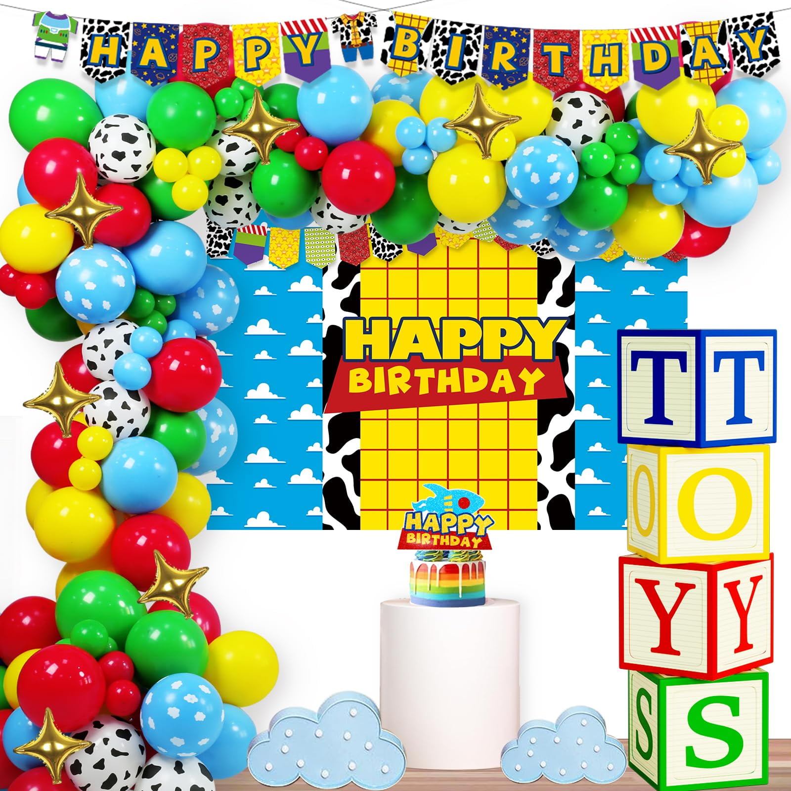 Party Inspo Cartoon Toy Birthday Decorations, BSL1 Blue Toy Story ...