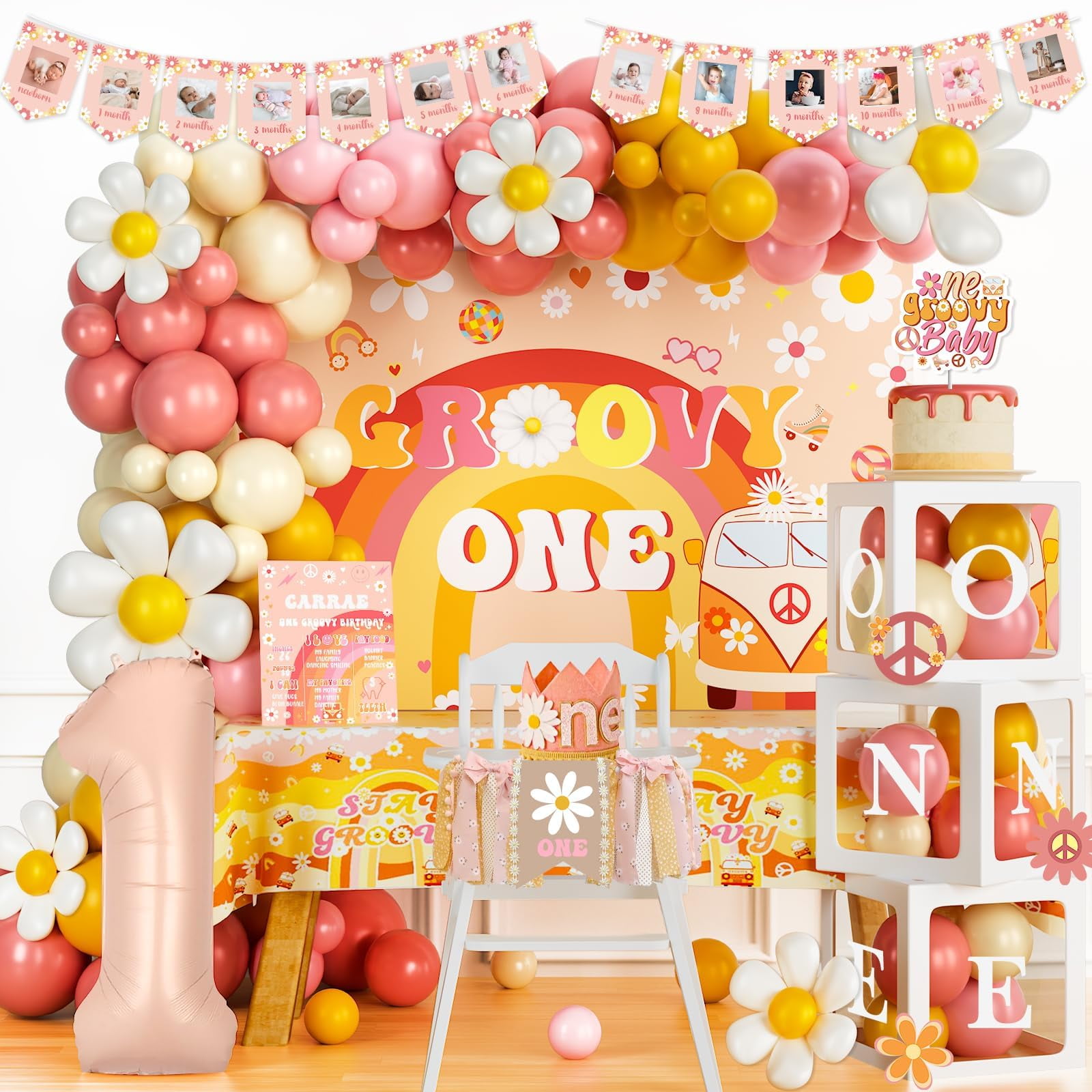 Party Inspo Groovy One OIF8 Decorations Girl - First Decorations for ...