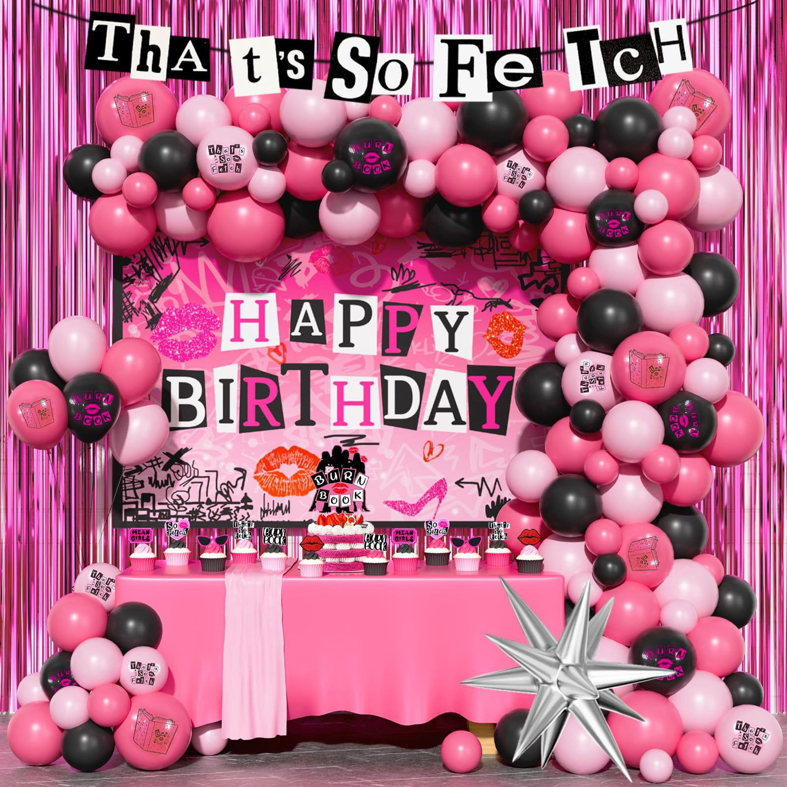 Party Inspo Hot Pink Lips Birthday Party Decorations, Thats so Fetch ...