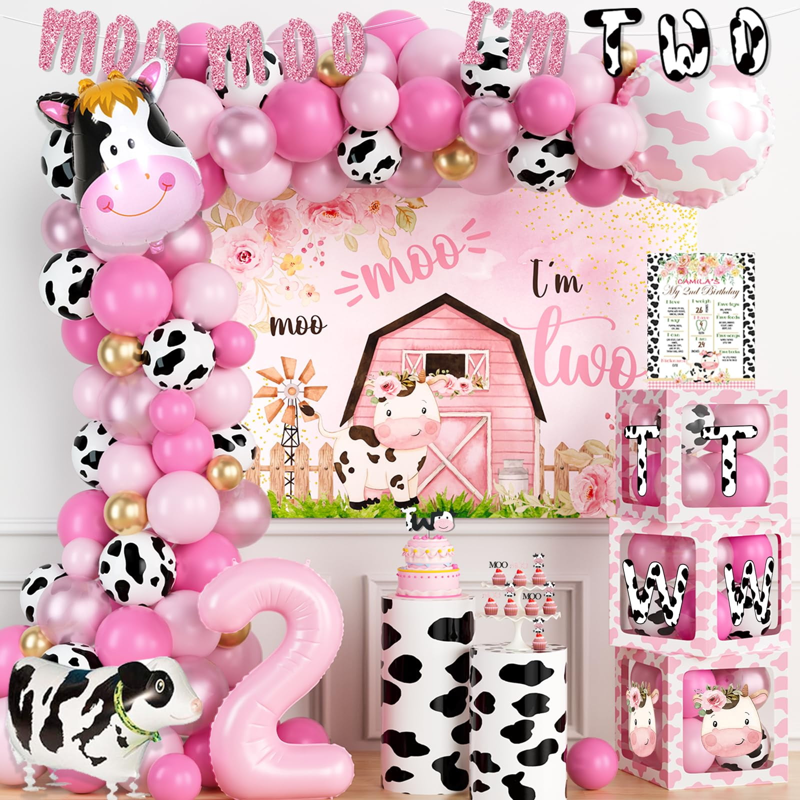 Party Inspo Moo Moo DHF10 Im Two Birthday Decorations Birthday ...