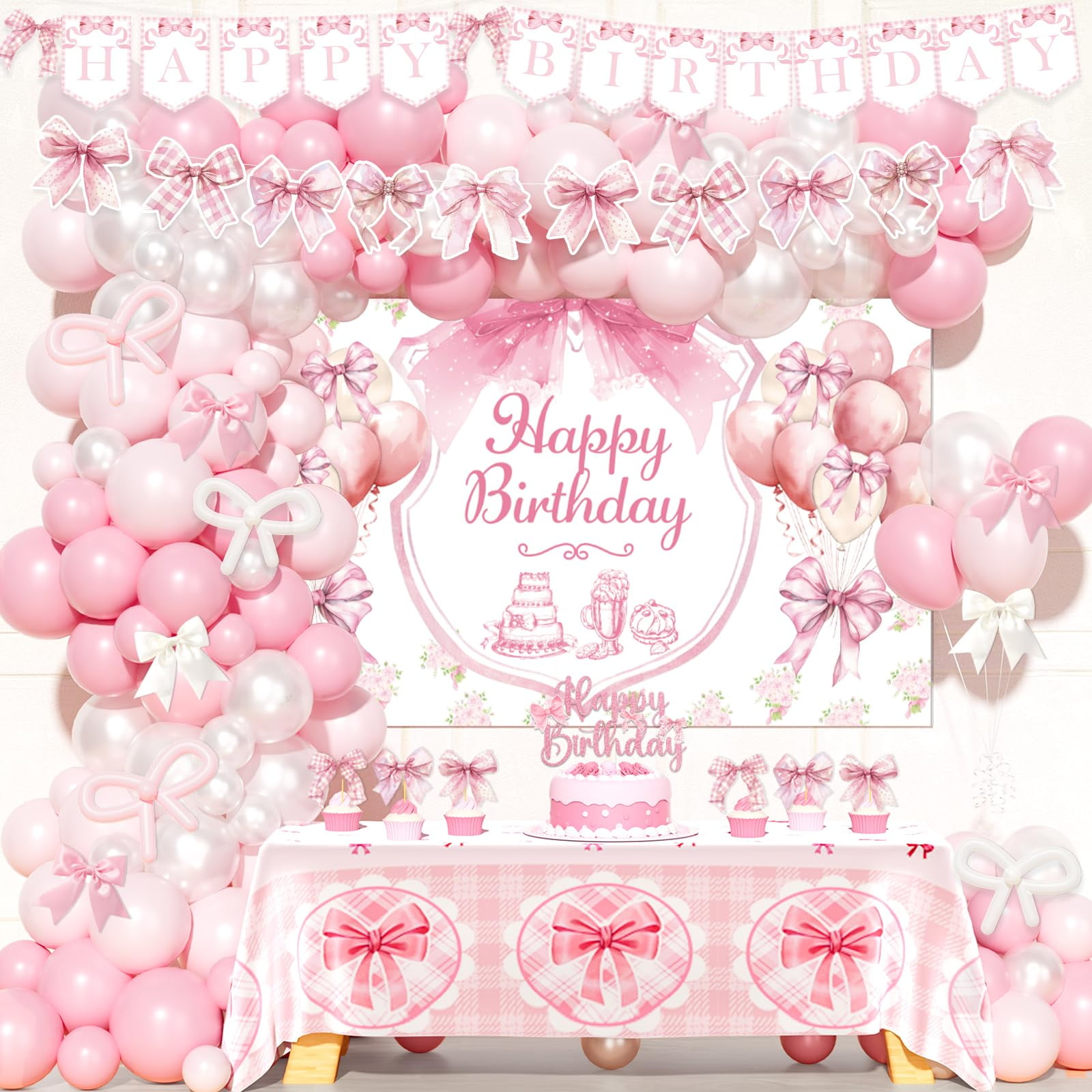 Party Inspo Pink Bow Birthday Decorations, BSL1 Coquette Birthday ...