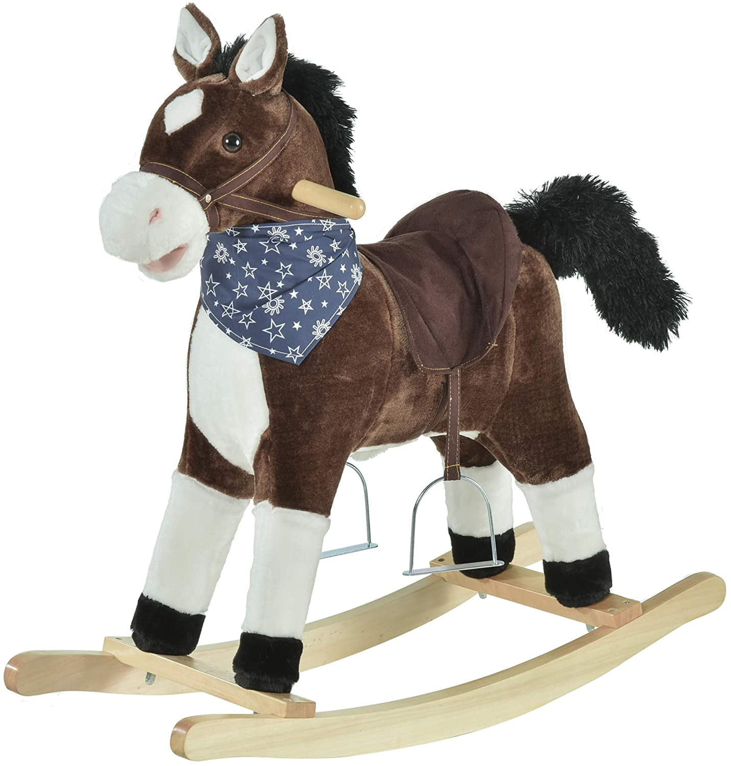 Party Kids Plush Ride-On Rocking Horse Toy Cowboy Rocker with Fun Realistic Sounds for Child 3-6 ...