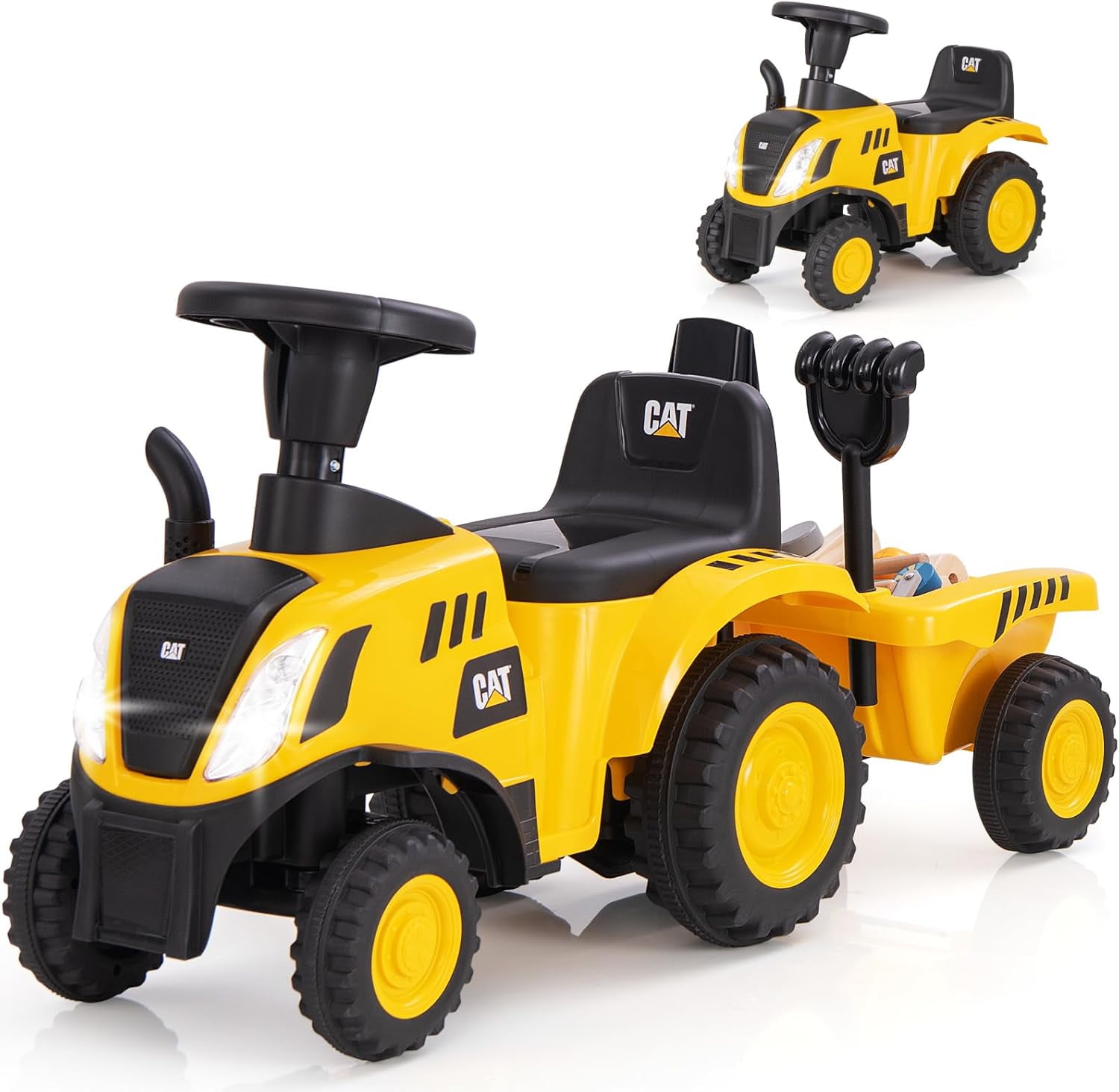 Party Kids Ride on Tractor, 2-in-1 Licensed Caterpillar Ride on Push ...
