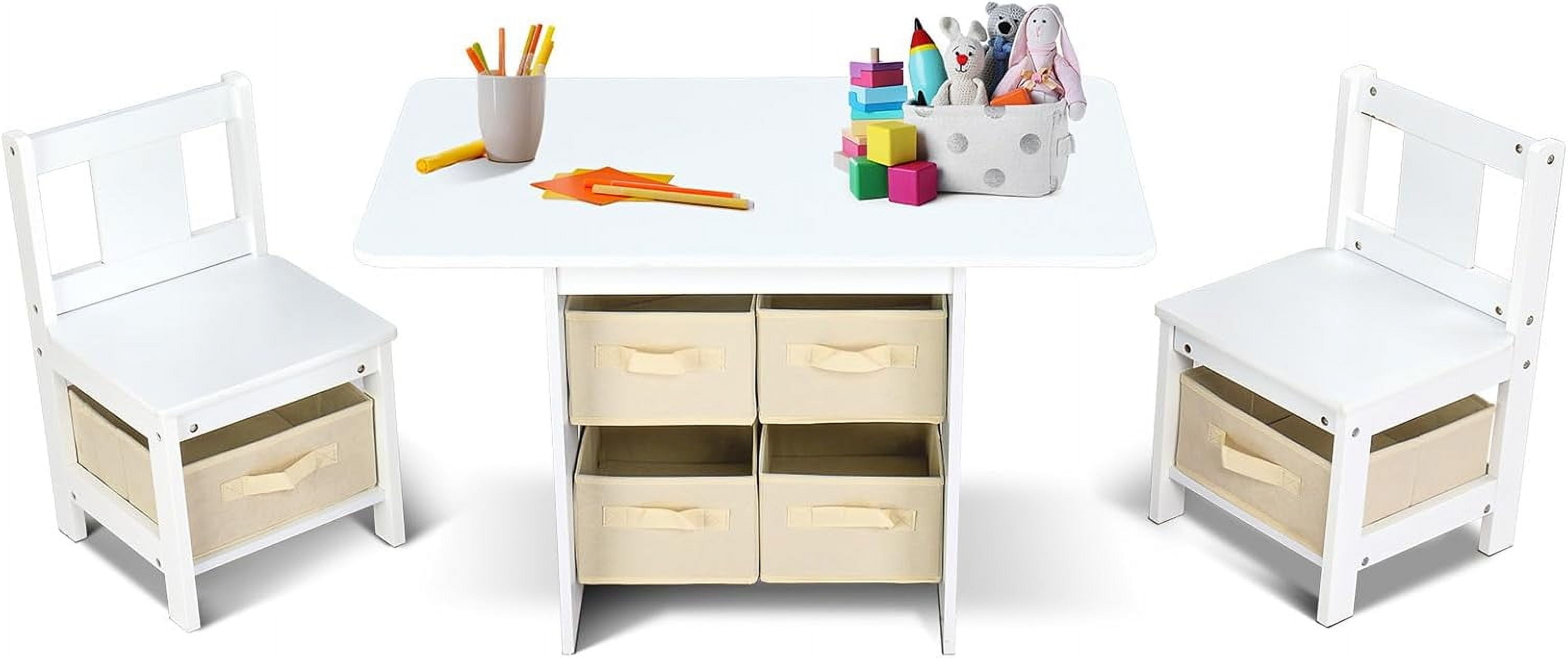 Party Kids Table and Chairs with Storage, 6 Drawers Toddlers Table and ...