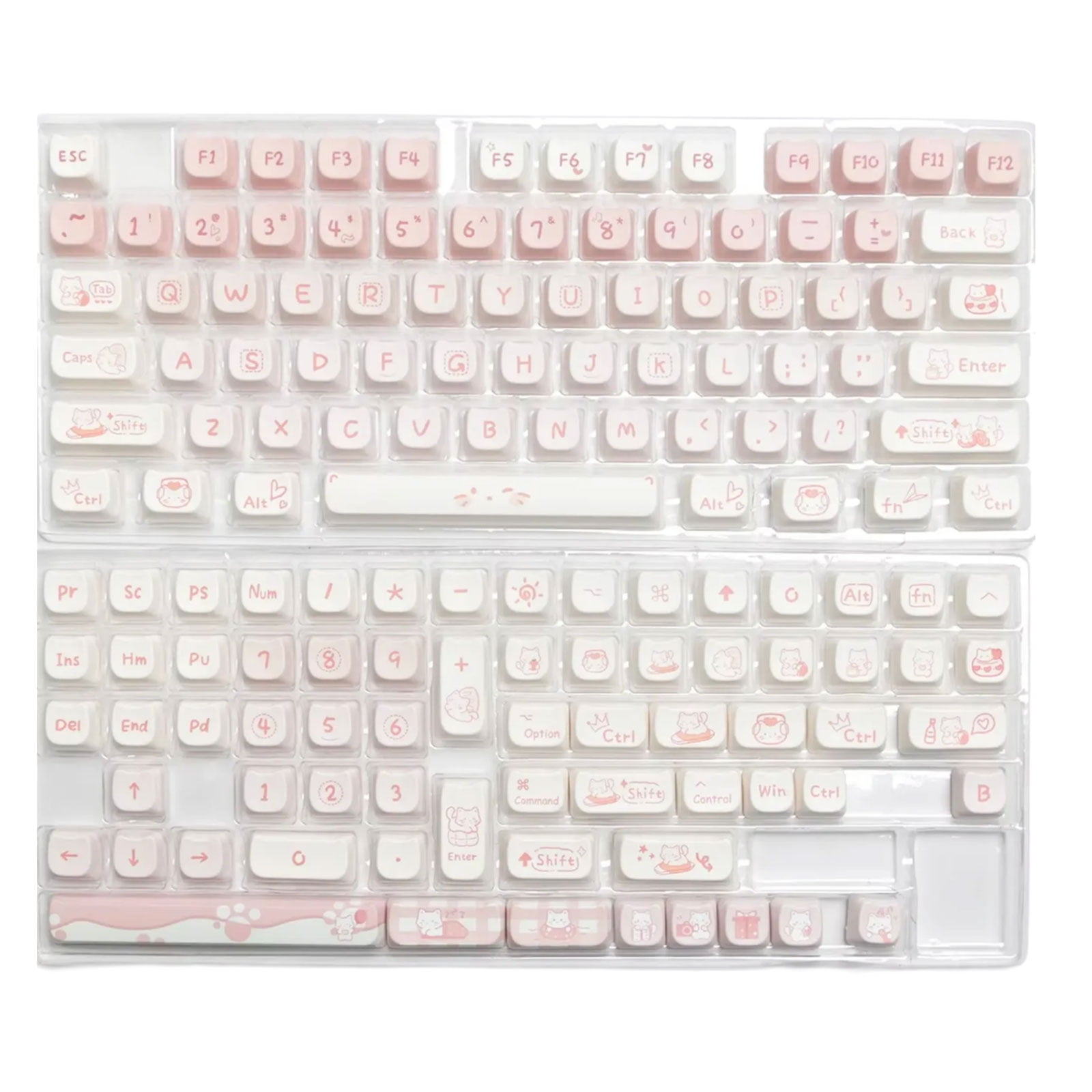 Party Kitten Themed Keycaps Set, 134 Keys MAO Height Cartoon Keycaps ...