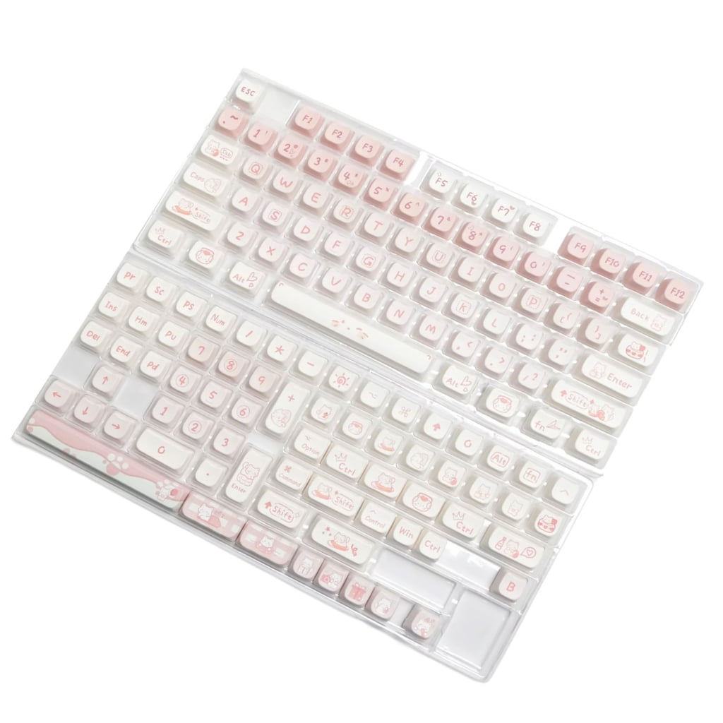 Party Kitten Themed Keycaps Set, 134 Keys MAO Height Cartoon Keycaps ...
