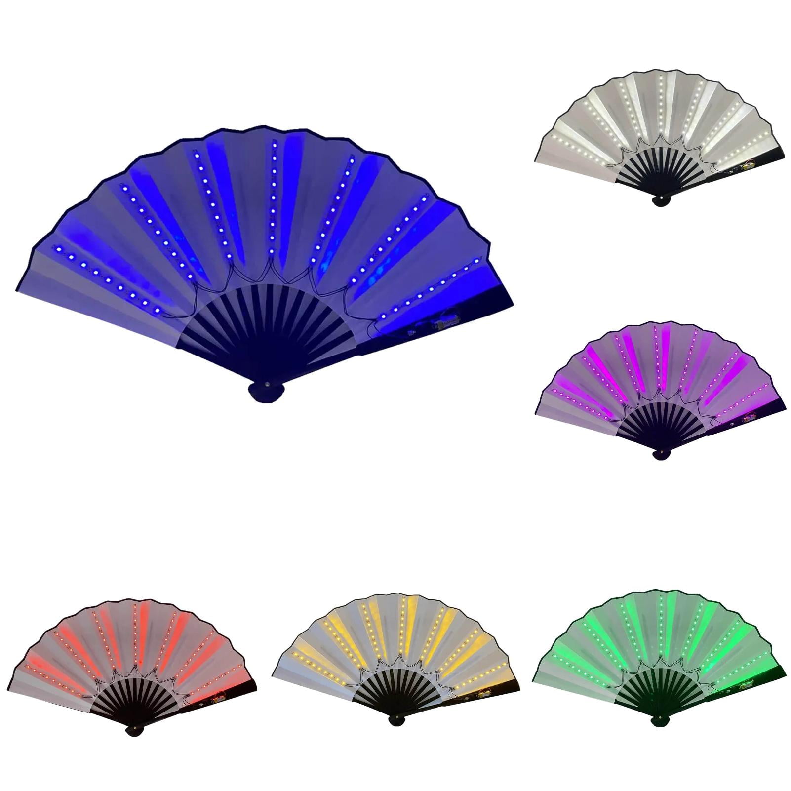 Party LED Hand Fan, Light up Fans for Line Clacking Dancing for Women ...