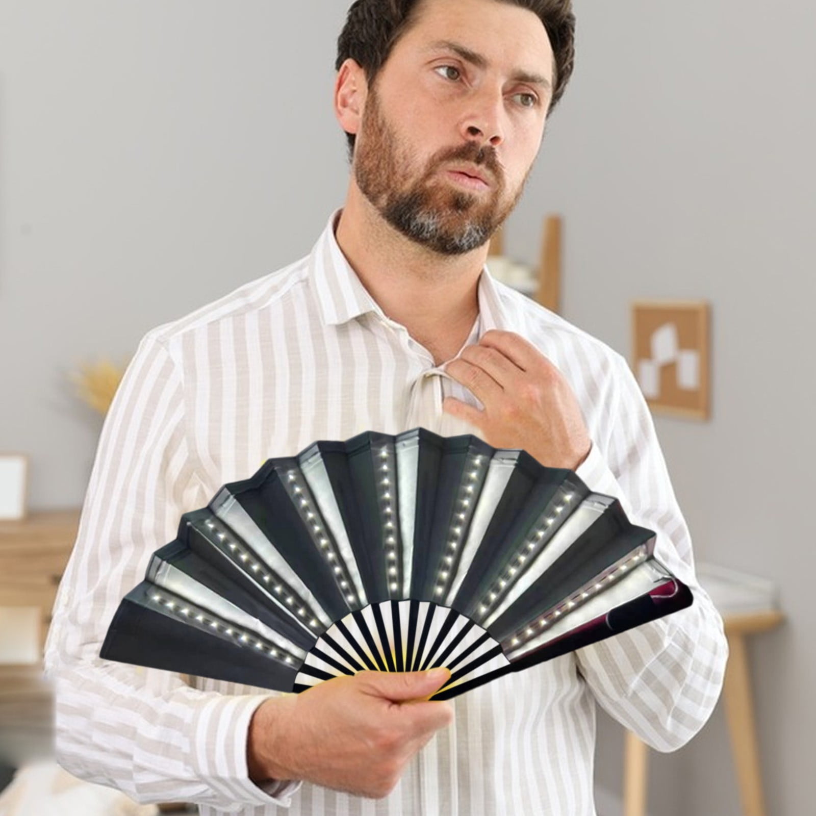 Party LED Hand Fan, Light Up Hand Fan, Colorful Glowing Handheld ...