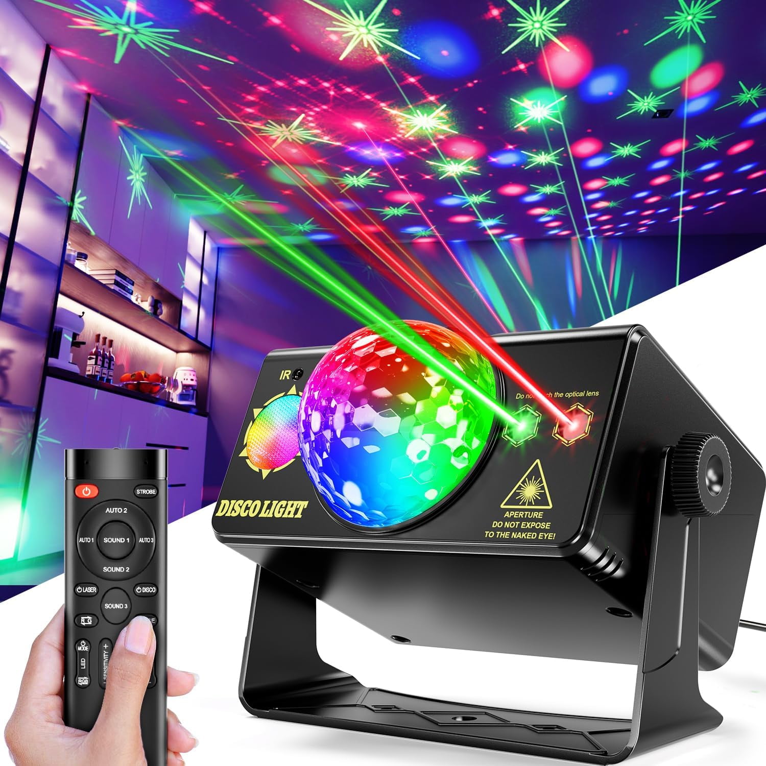 Party Lights DJ Disco Ball & LED Stage Strobe Light with Sound ...