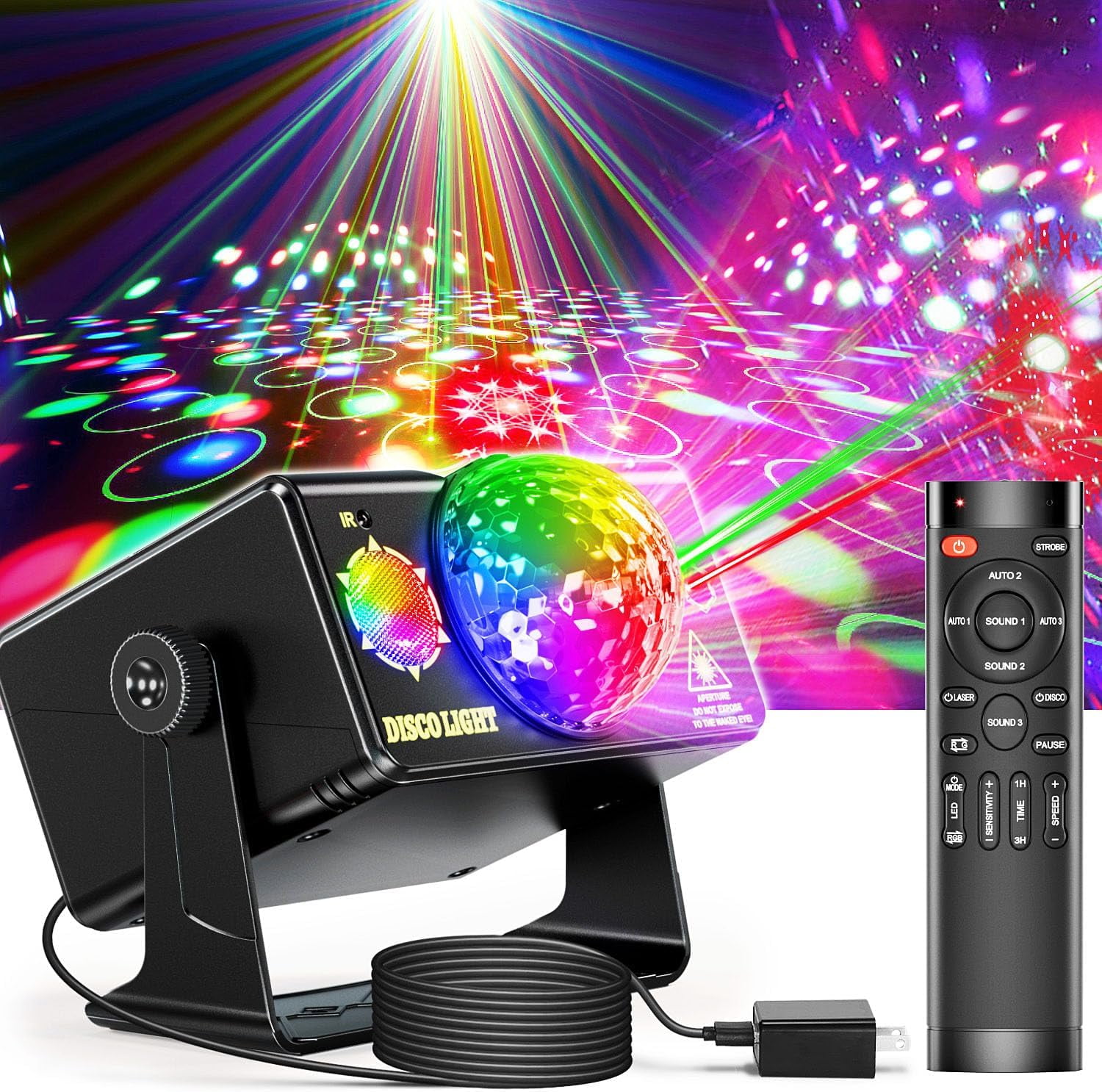Party Lights, DJ Disco Light Disco Ball Light Sound Activated Strobe ...
