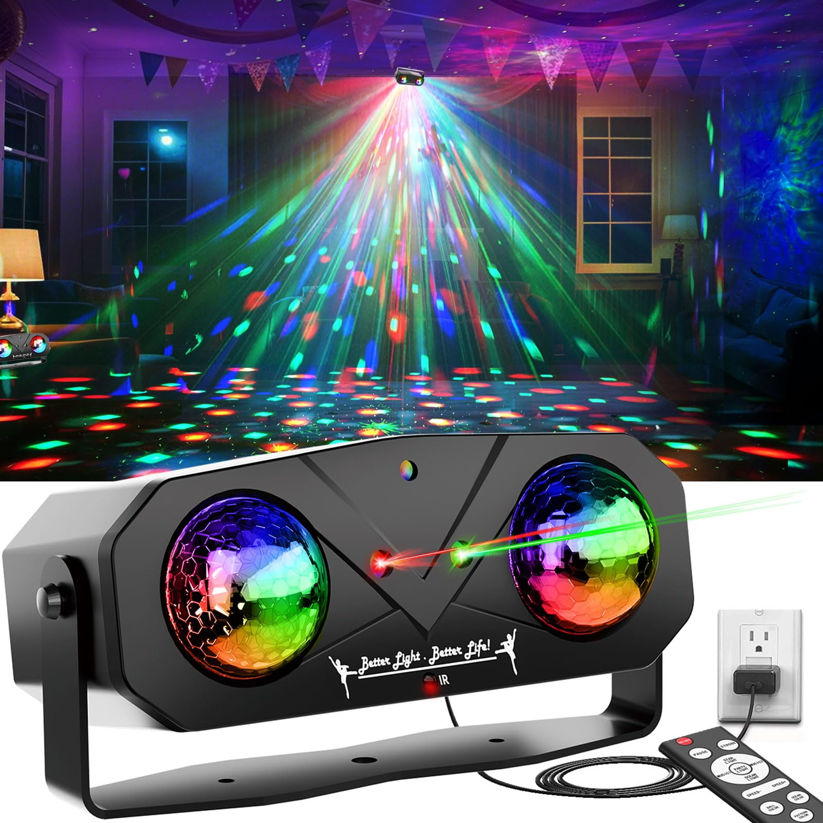 Party Lights DJ Disco Light,Disco Ball Star Projector RGB LED Strobe ...