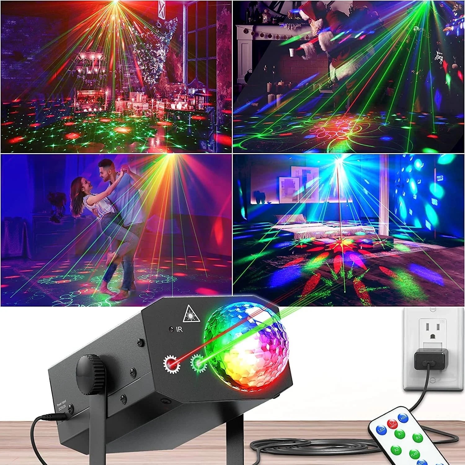 2 in 1 Disco Ball & DJ Stage Lights with Remote, Sound Activated for ...