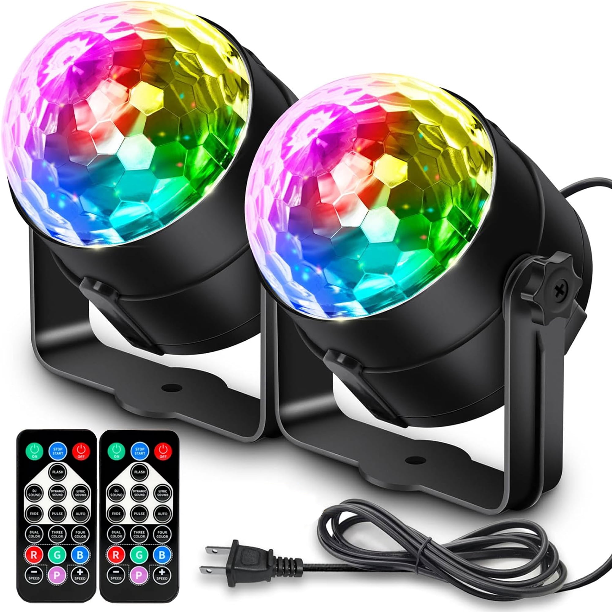 Party Lights,Hengu 2 Packs RGB 7 Colors Sound Activated Karaoke Disco ...